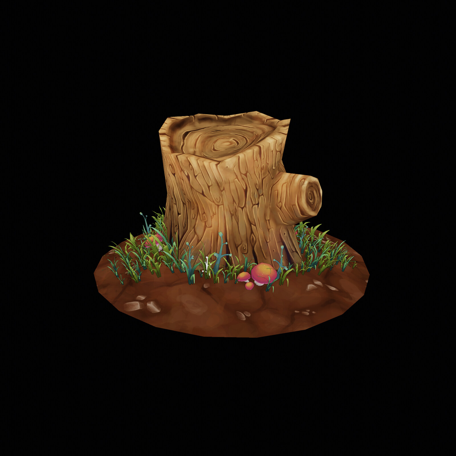 hazal gökalp - Hand Painted Stylized Tree Stump