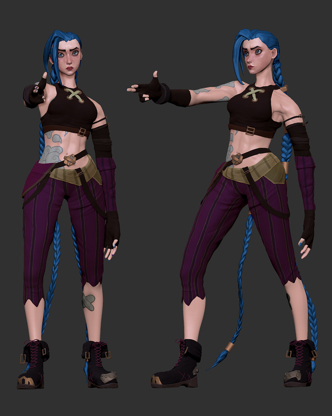 ArtStation - Jinx 3D Model and Clothing Simulation