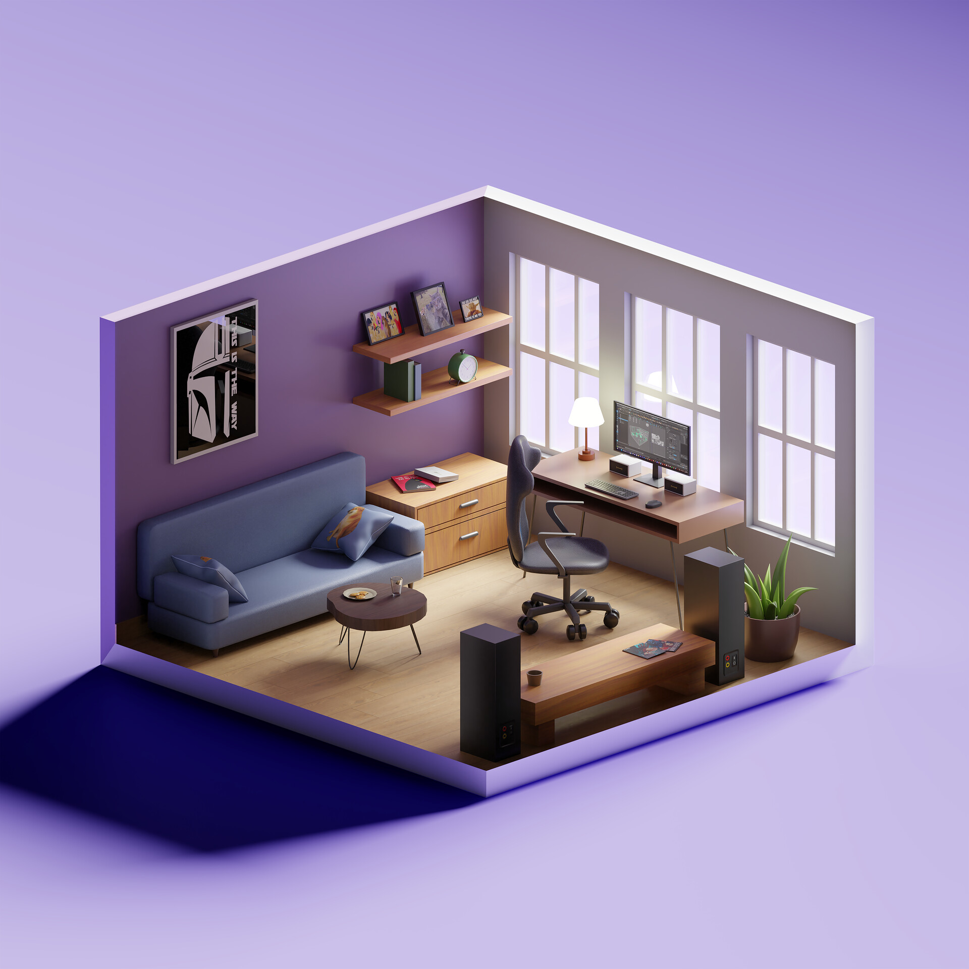 ArtStation - Isometric Room - Home Office