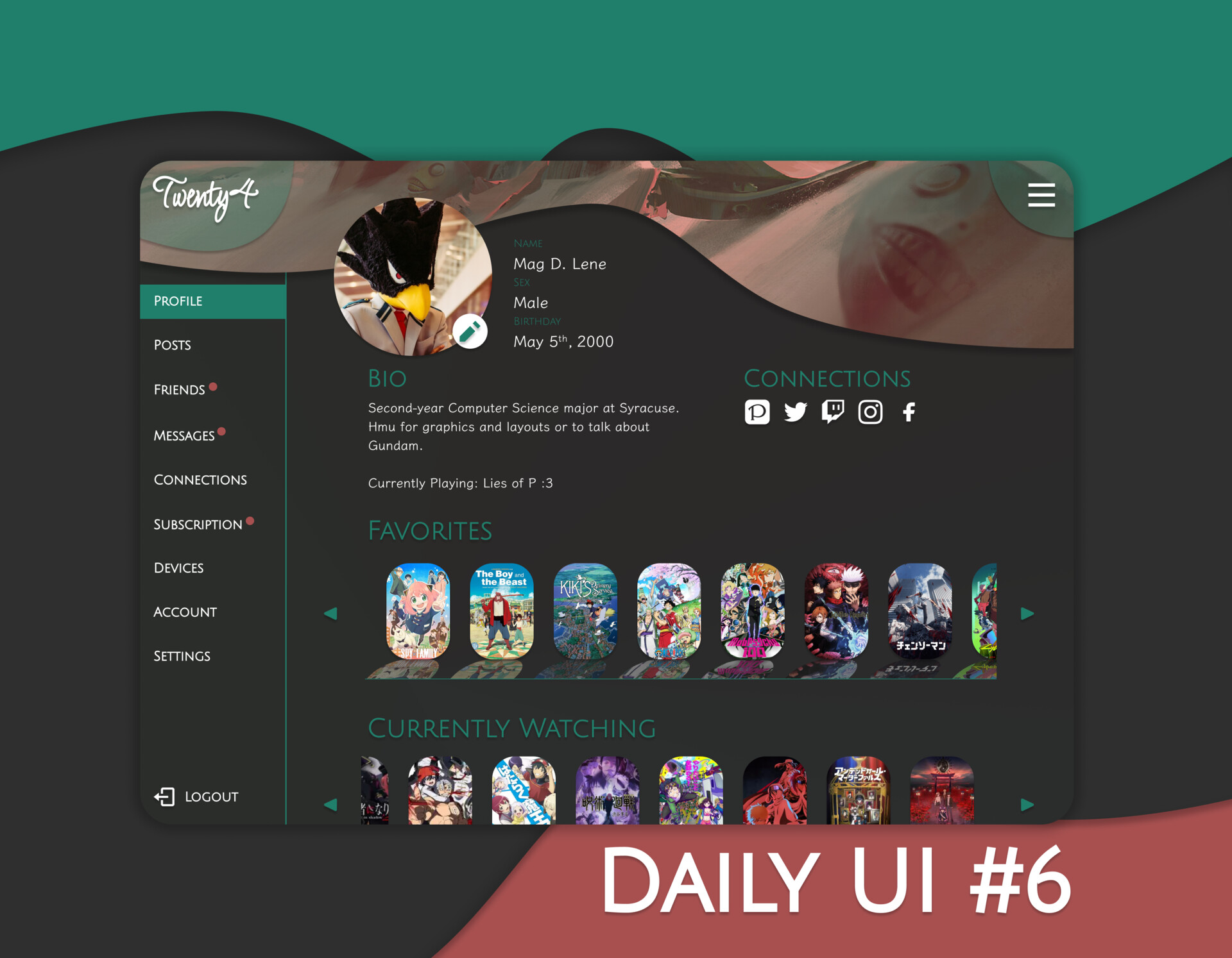 ArtStation - Daily UI #6: Profile Page