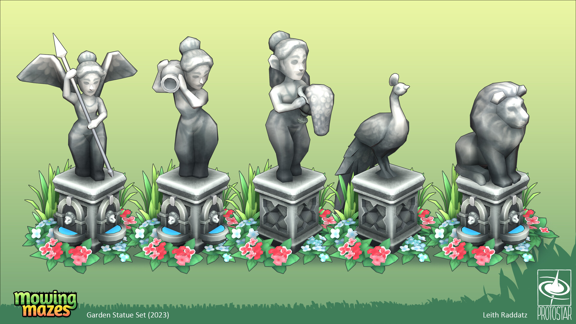 ArtStation - MOWING MAZES - Garden Statue Prop set