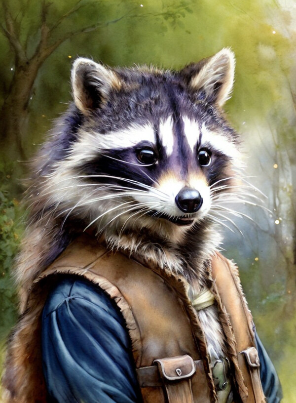 ArtStation - Raccoon in front of forest