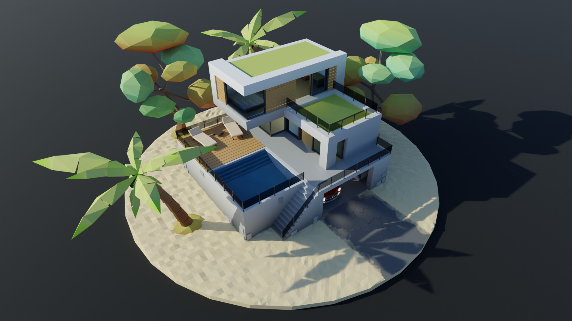 ArtStation - Low Poly Beach Haus