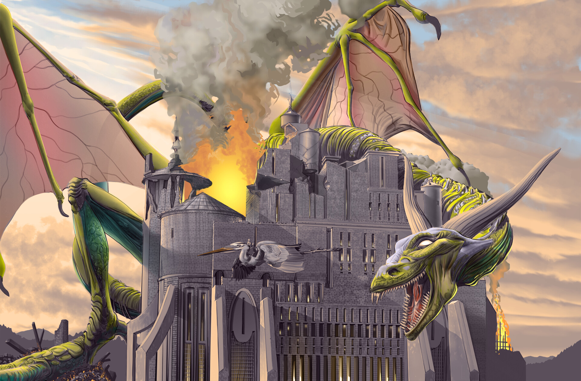 ArtStation - Dragon and Castle