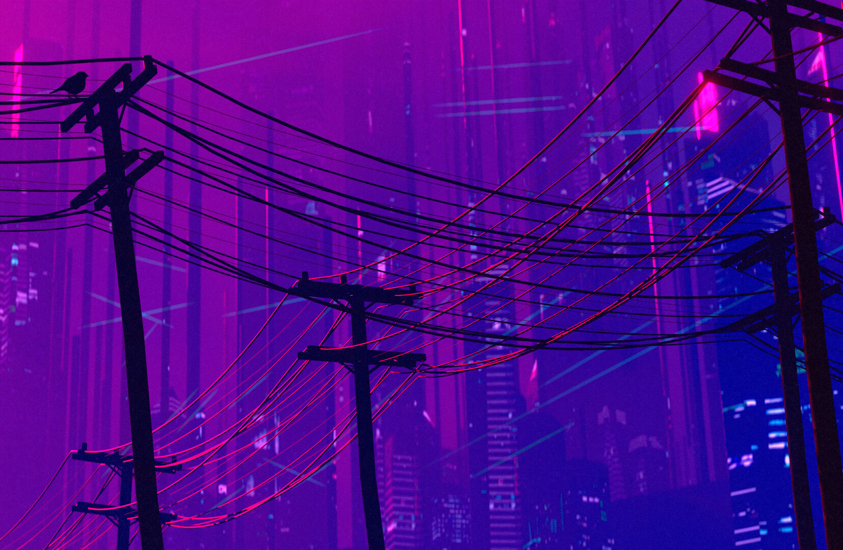 ArtStation - stylized powerlines i like powerlines