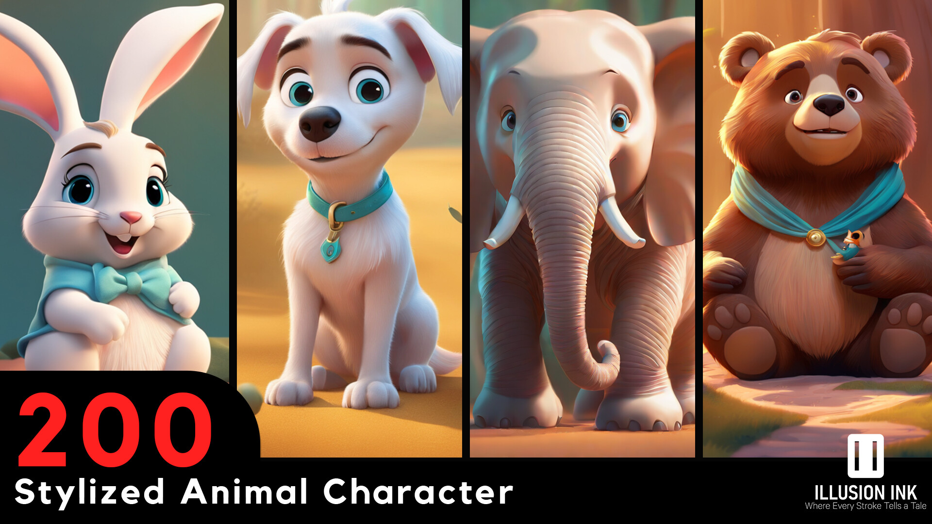 ILLUSION INK - 200 Stylized Animal Character Reference Pictures