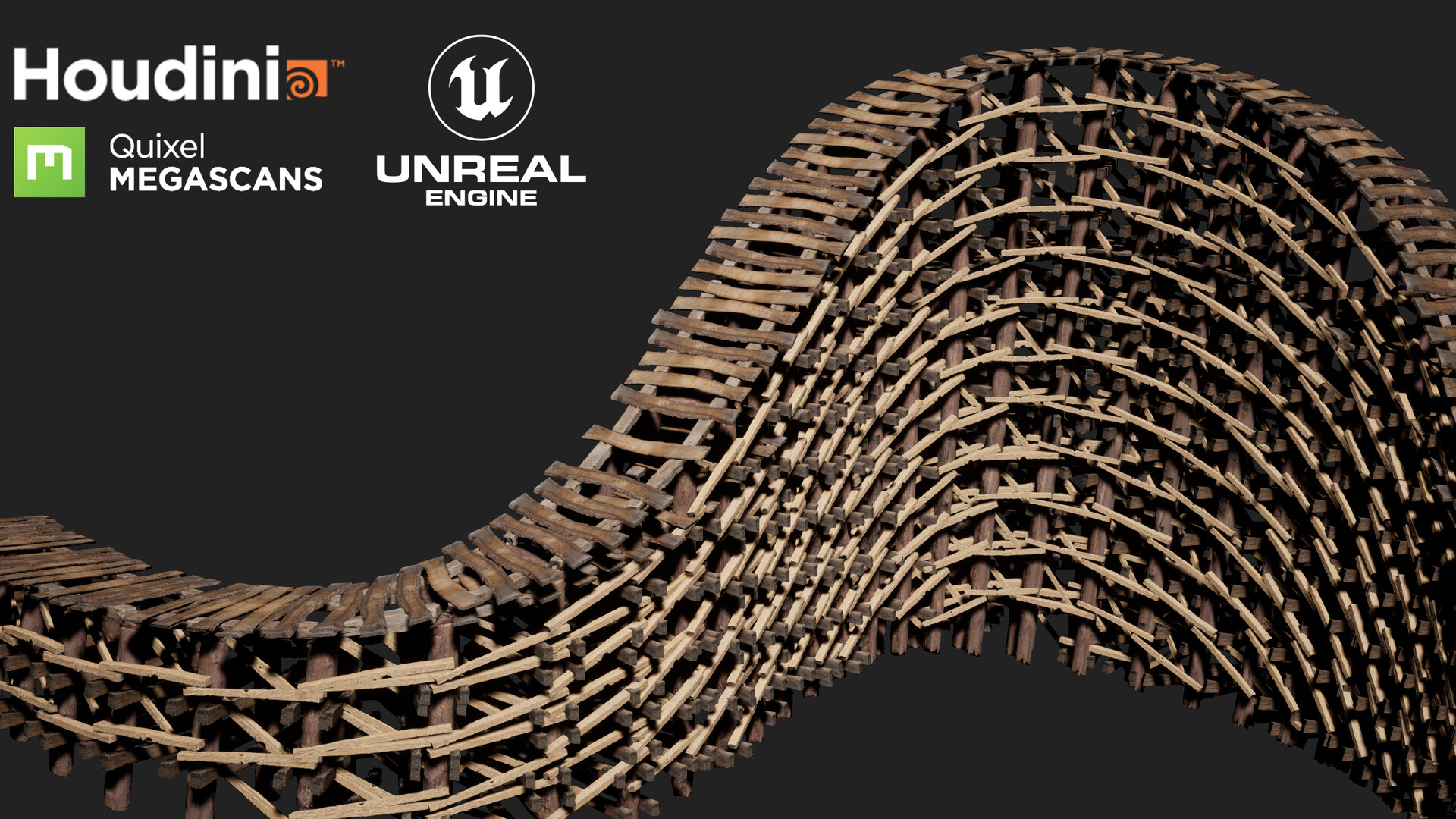 ArtStation - Houdini Procedural Rail along a curve in VEX