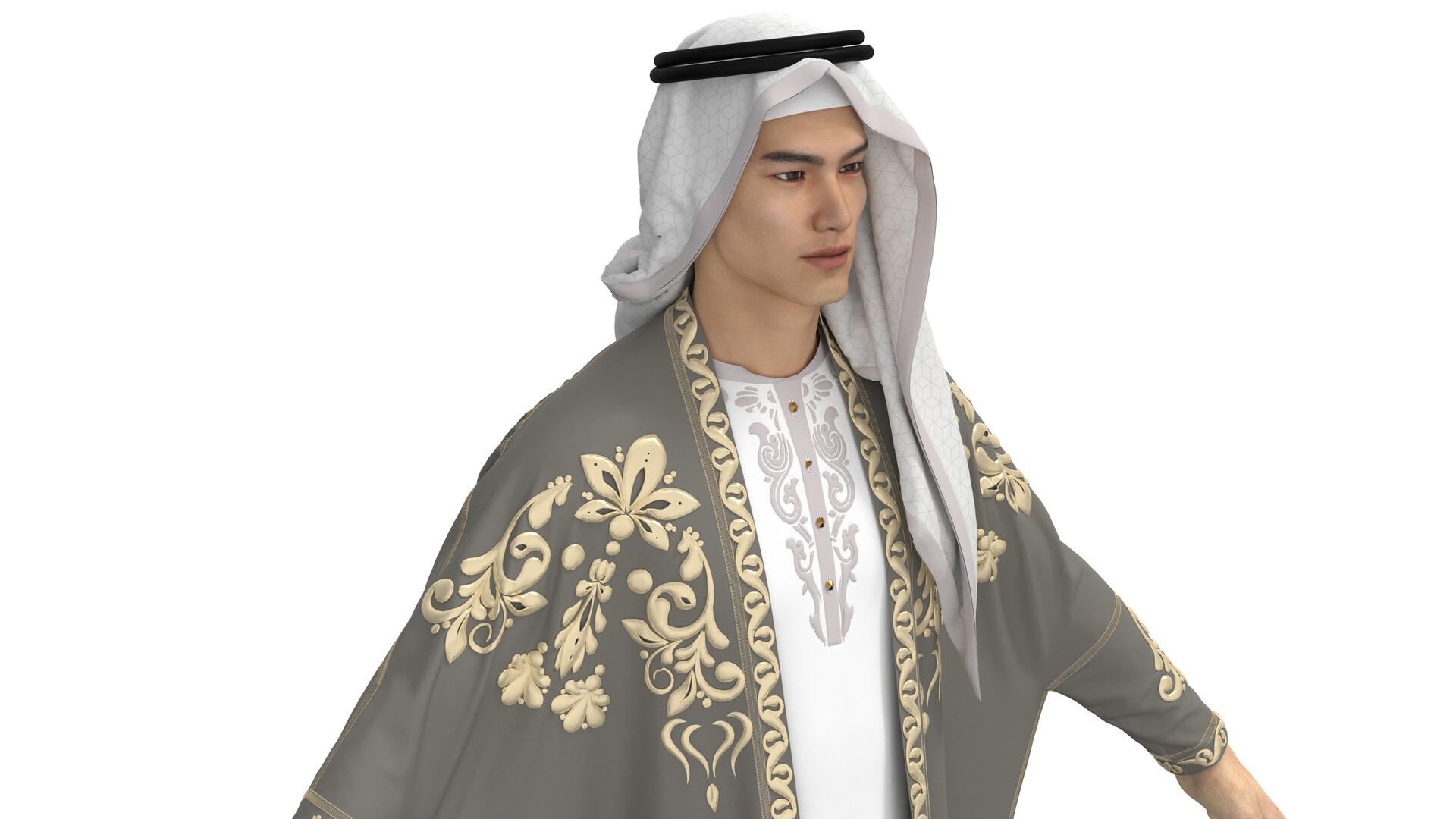 CG Artist and Fashion Creator - Men2 Arab Cloak- Beshit with embroidery