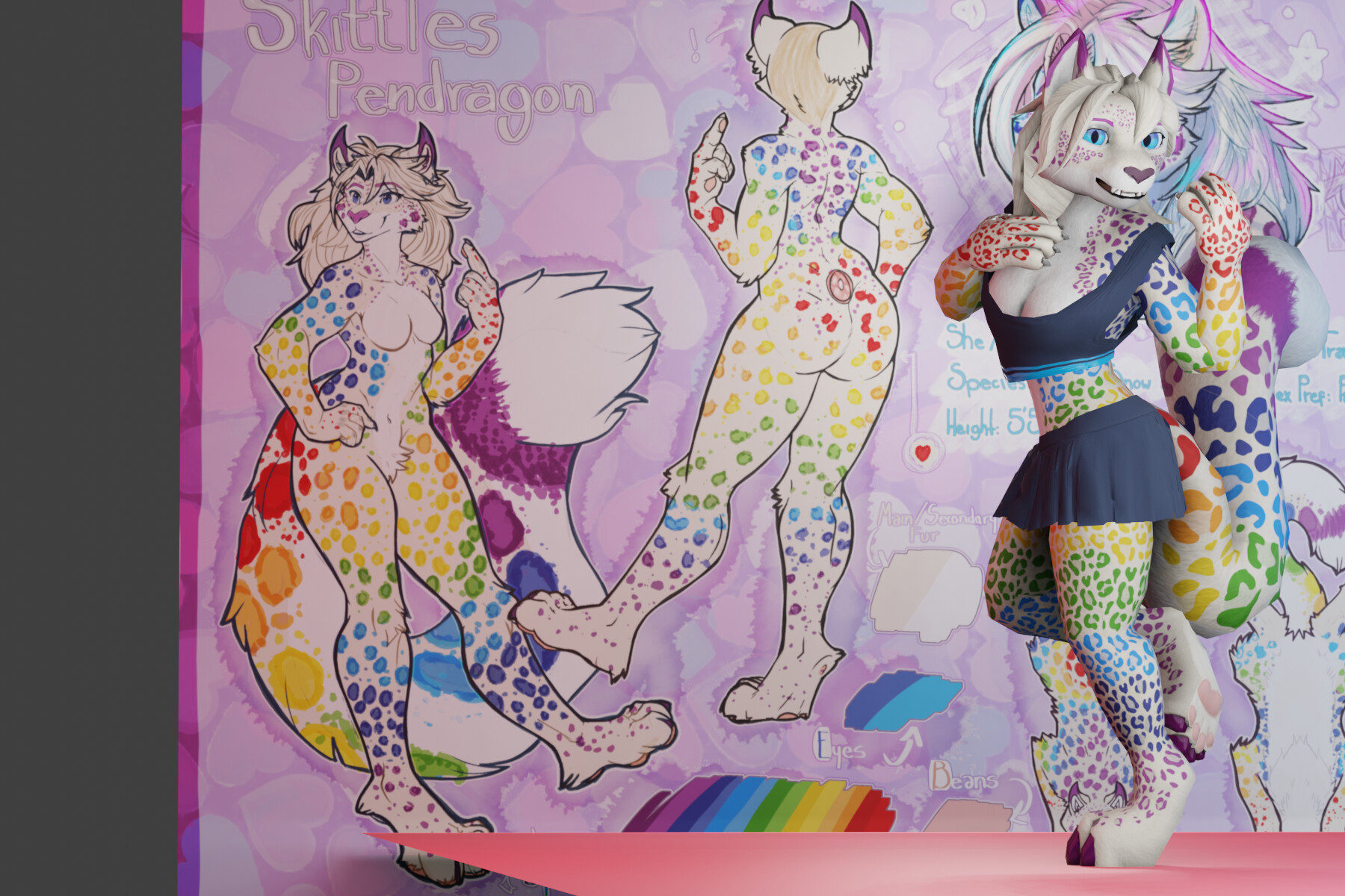 Camila Brugnoli - Skittles the Rainbow Leopard - VRChat avatar and VTuber