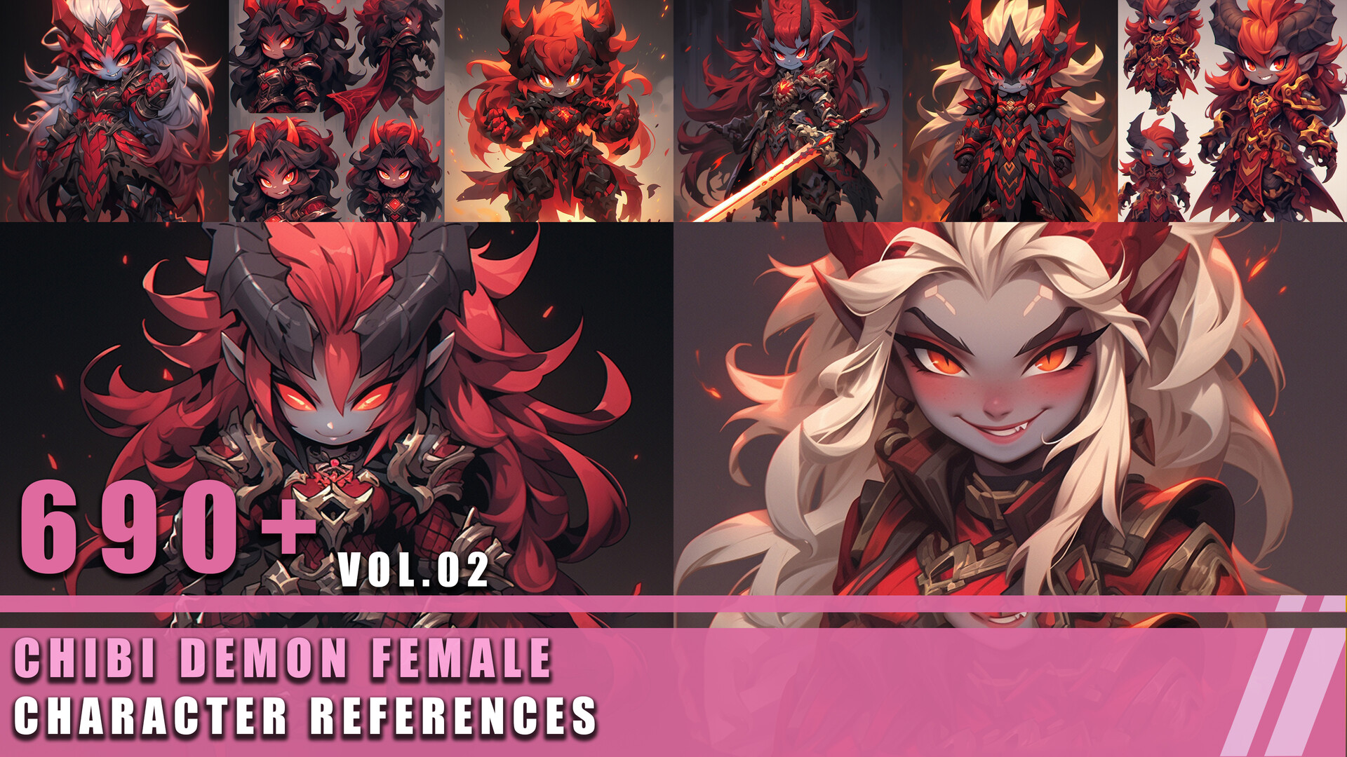 WaterLaw's Studio - 690+ Chibi Demon Female - Character References Vol.02