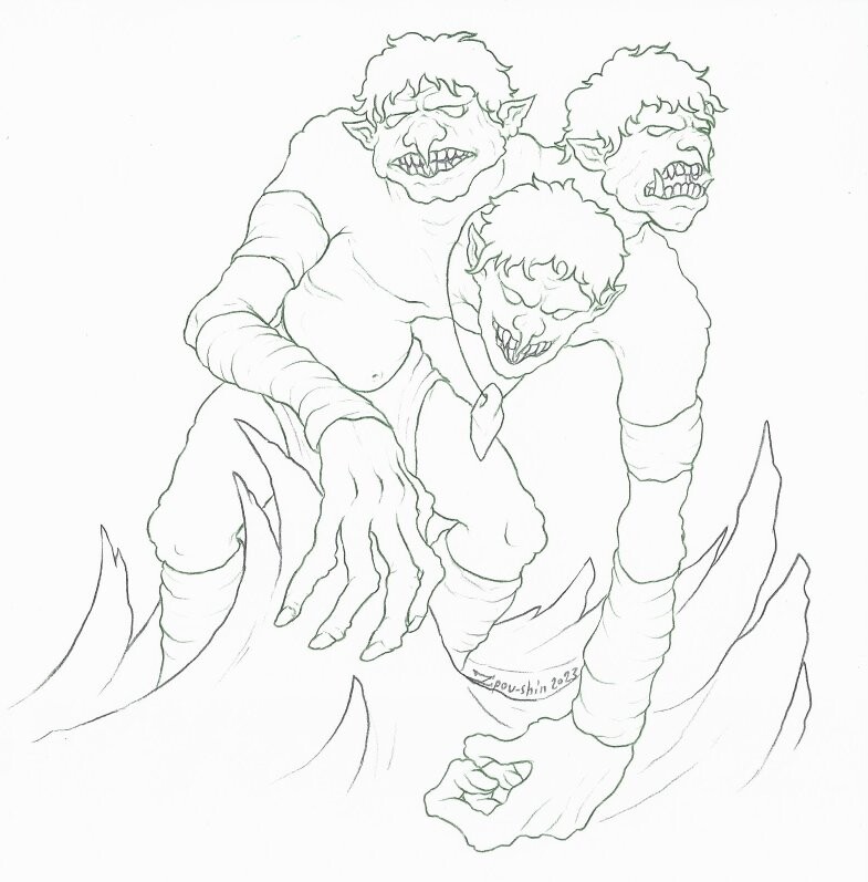 three headed monster coloring page