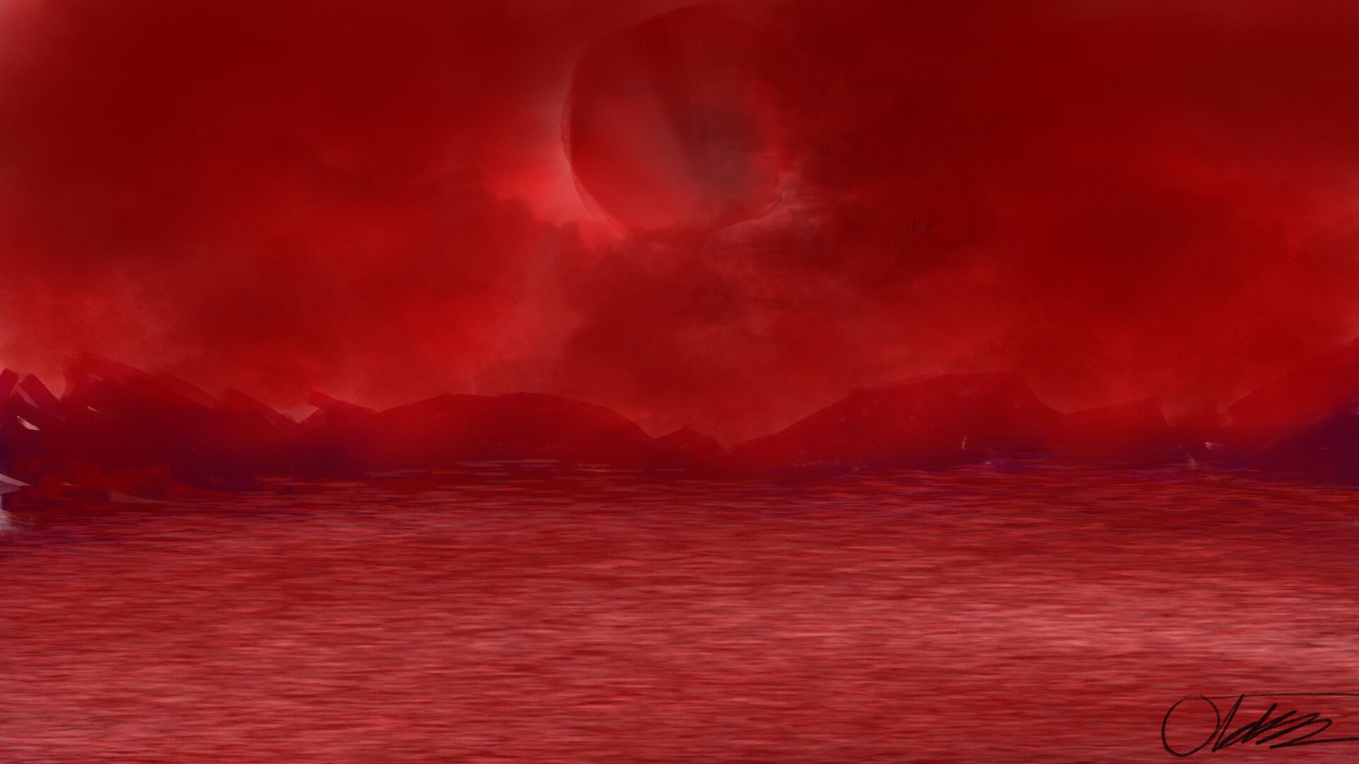 ArtStation - The red sunset - digital painting.