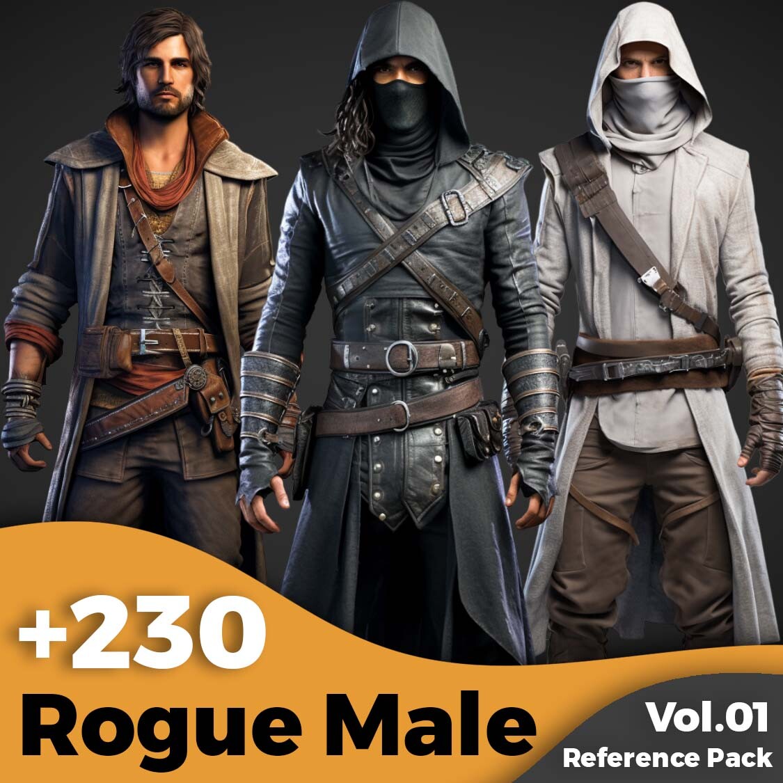 Concept Art - +230 Rogue Male Character Concept(4k)