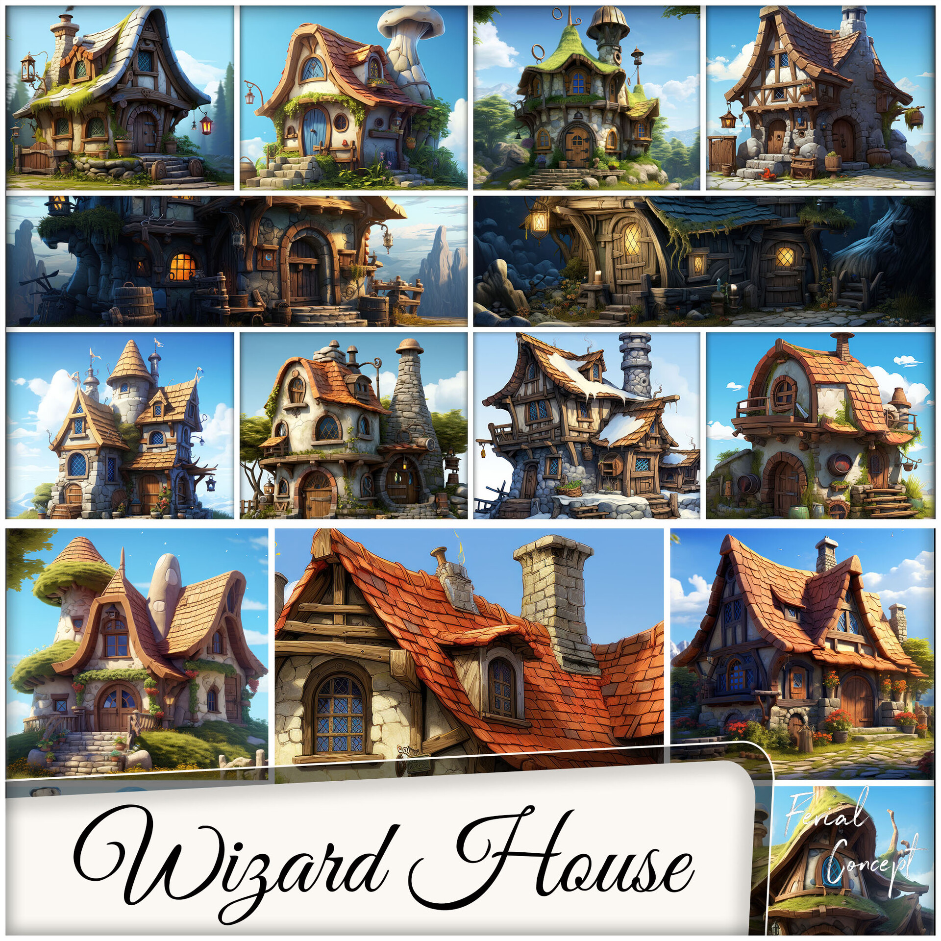 Ferial Concept - 🔹240 Stylized Wizard House - Exterior Concept ...