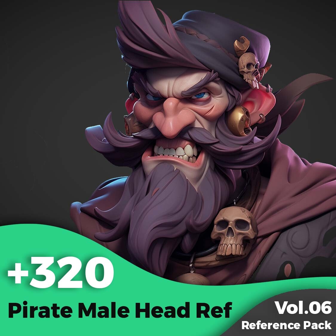 3D Head Sculpt References in 4K - Tika Art - +320 Pirate Male Head ...