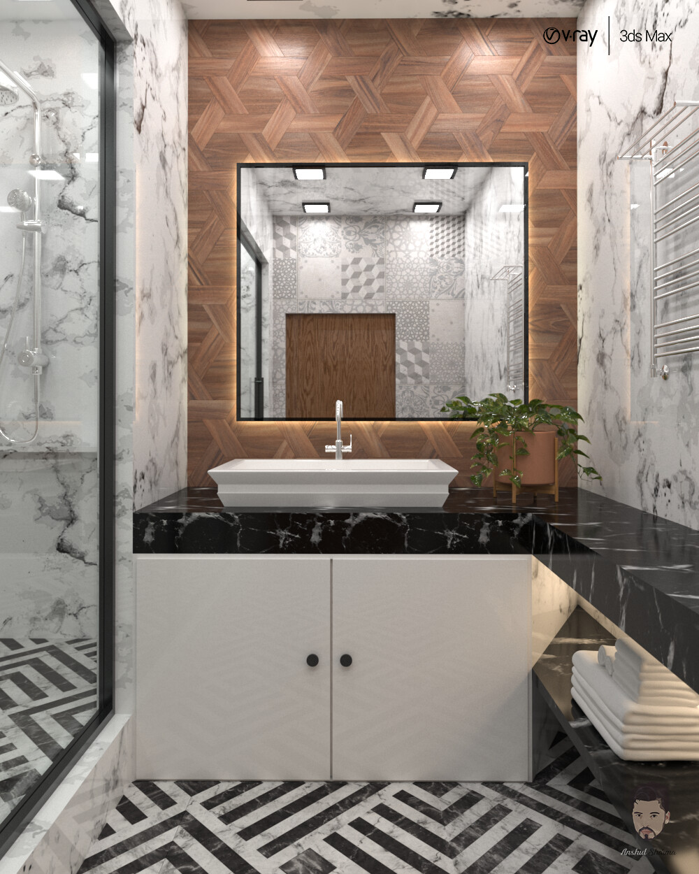 ArtStation - Architectural Washroom - Vray