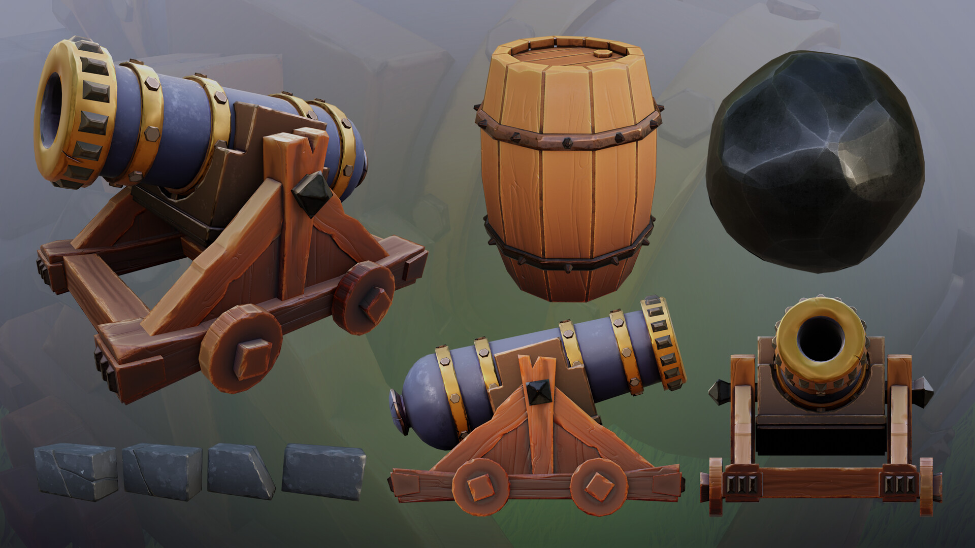 Daniel Hughes - Learning Blender - Stylised cannon and additional assets