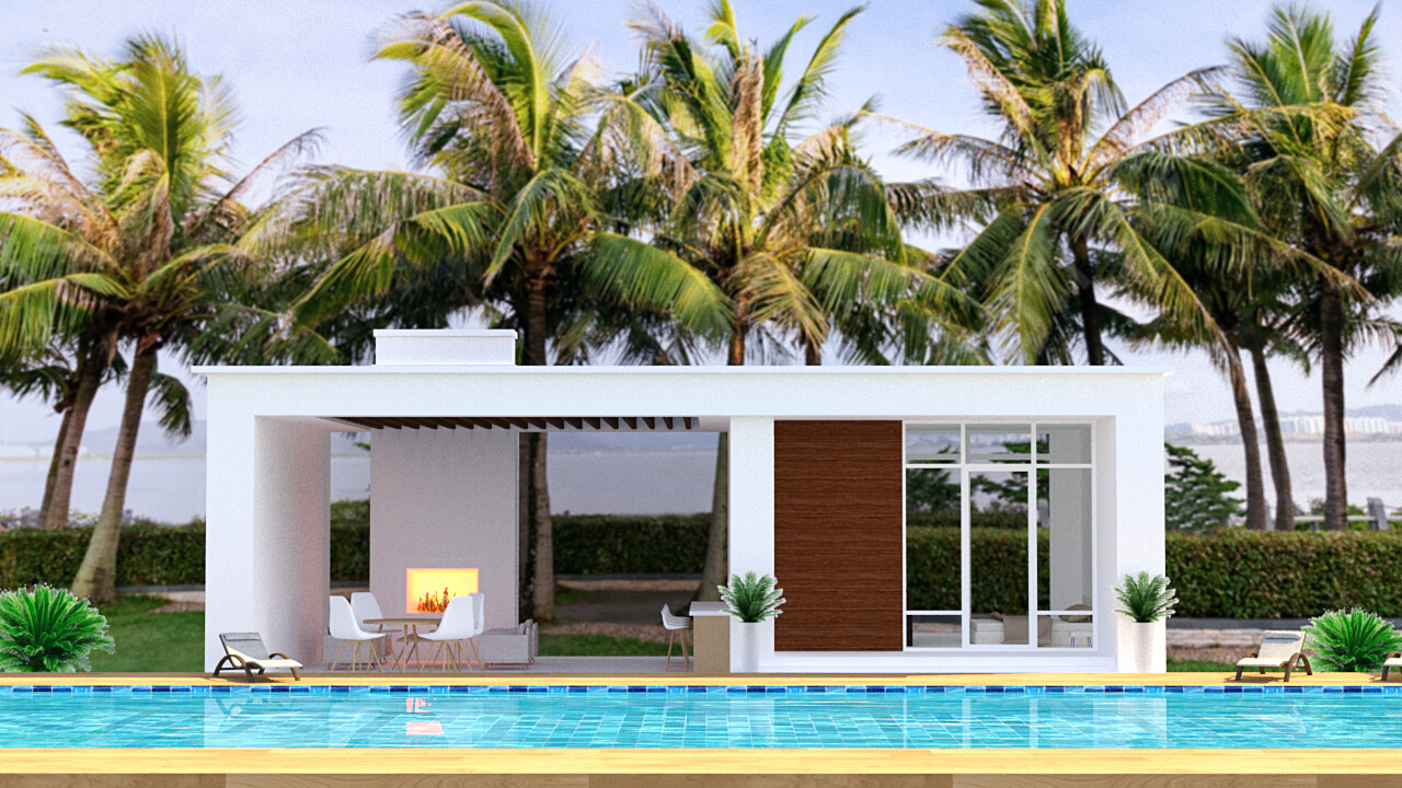 ArtStation - Visualization of a small house by the sea