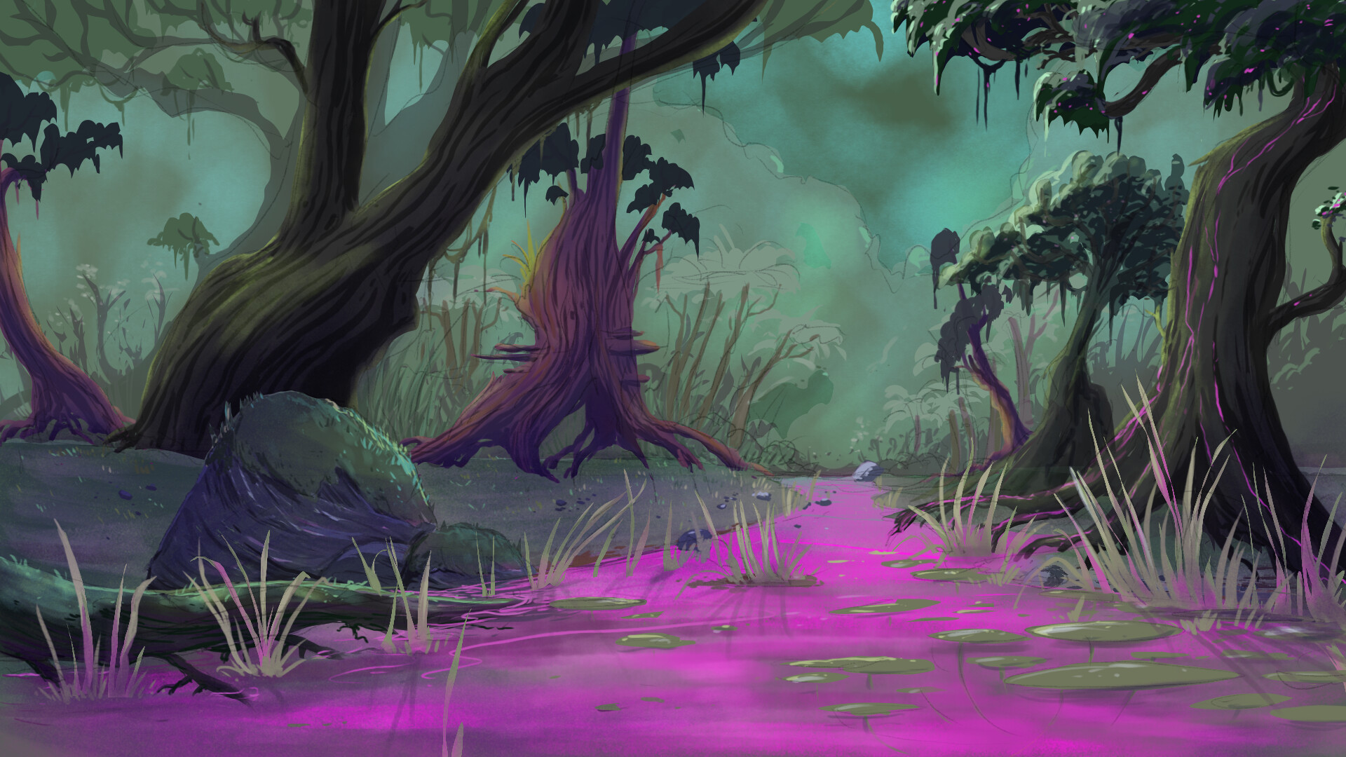 Julien Boulet - Landscape of the game - Igor explores the poisonus swamp