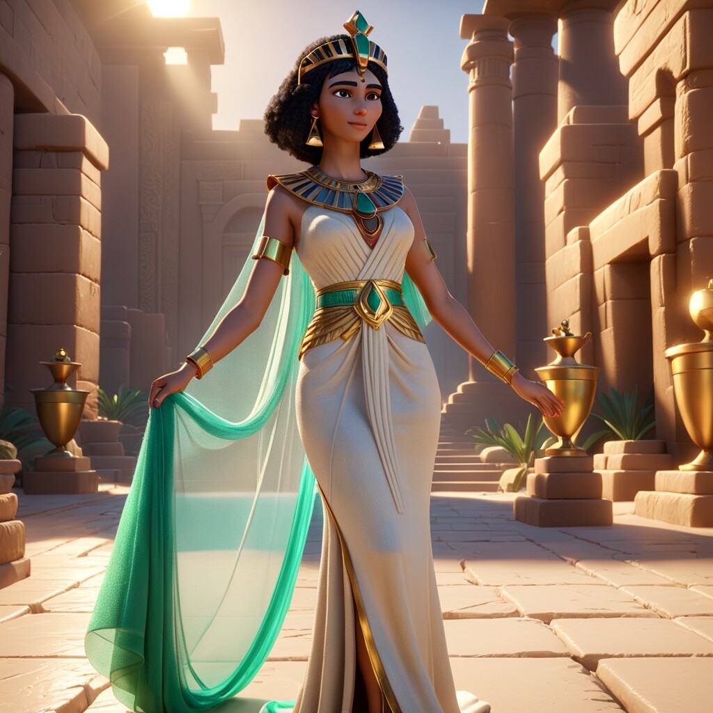 ArtStation - Cleopatra posing in her silk clothing
