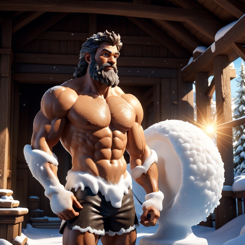 ArtStation - portrait of a man covered in snow