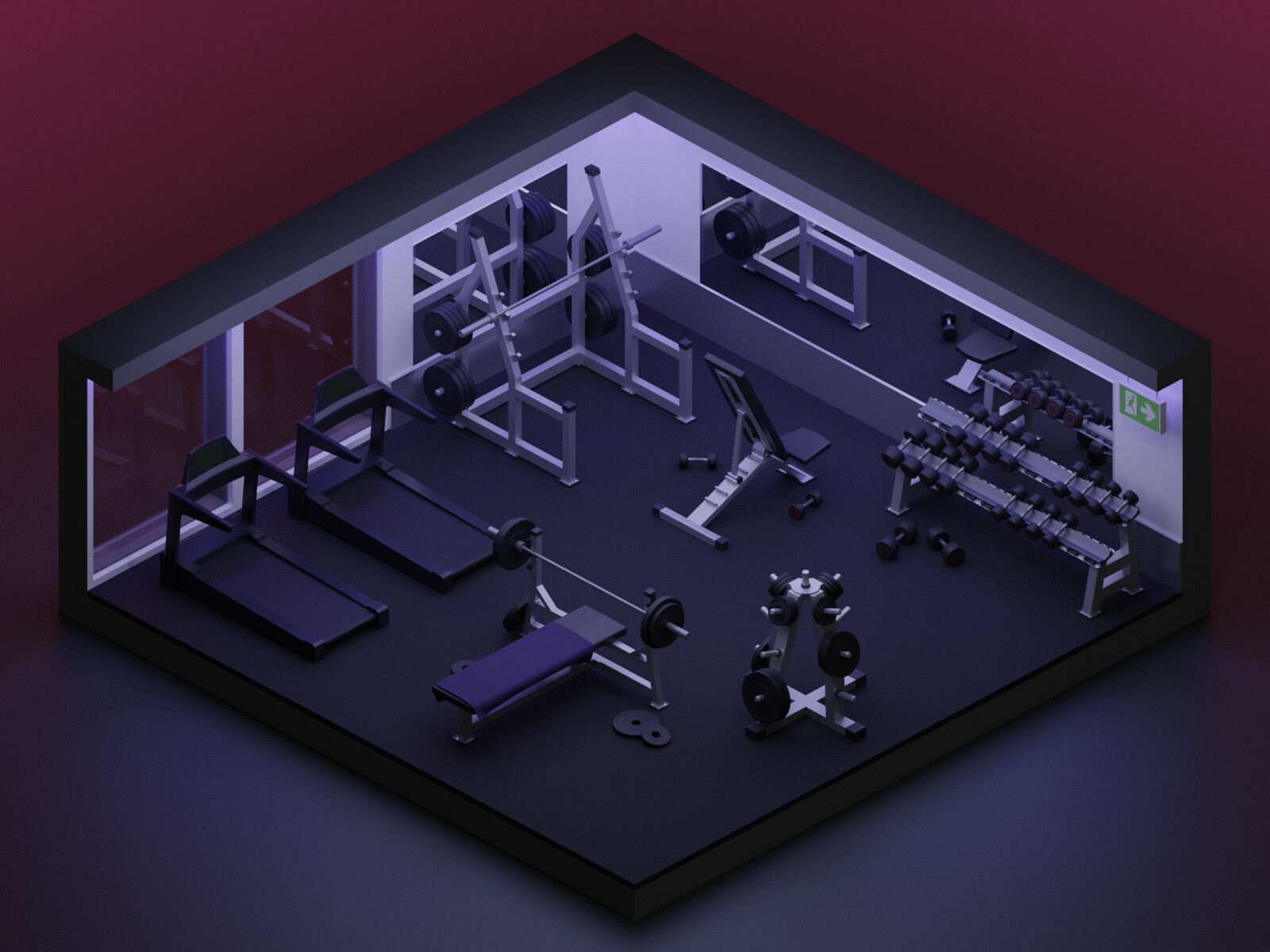 ArtStation - Low Poly Gym