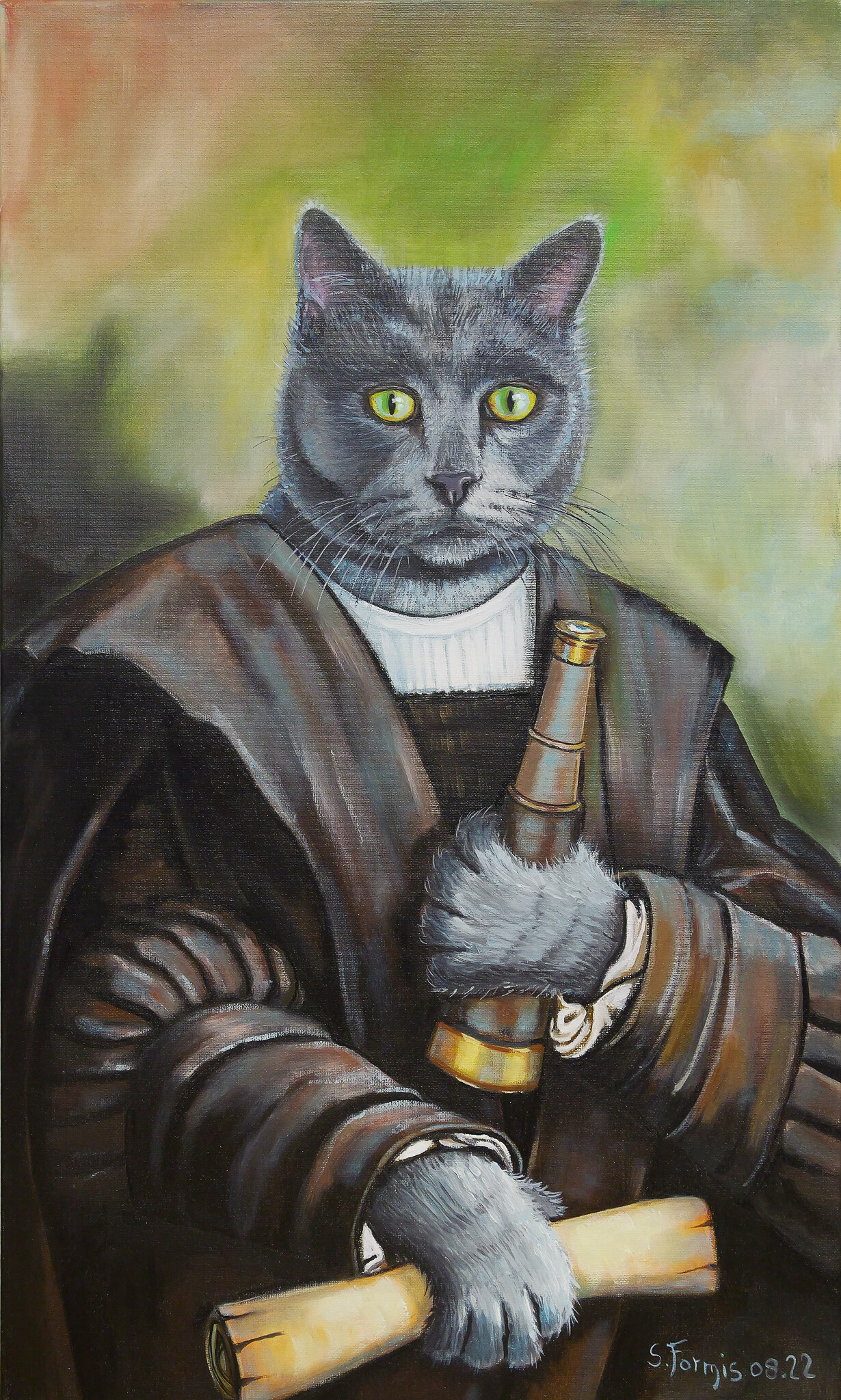 Sergio Formis - Cat portrait - oil on canvas 30x50 cm.