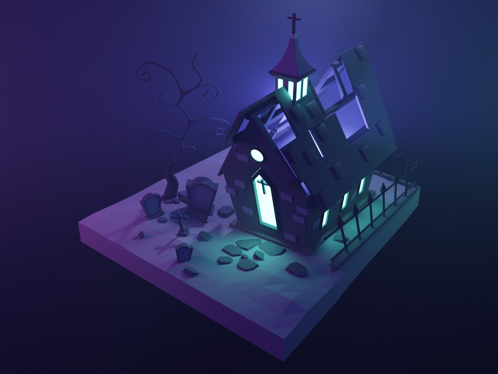ArtStation - Isometric Spooky Church