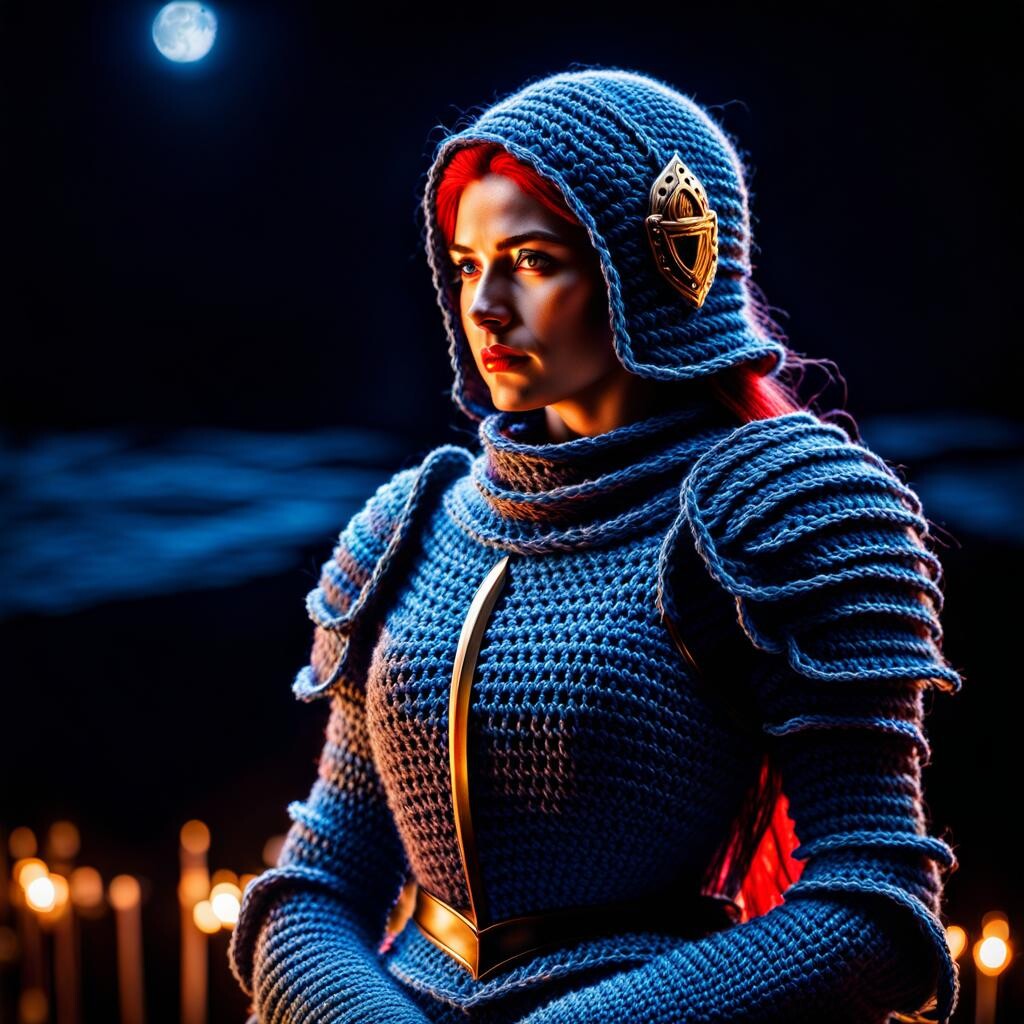 ArtStation - female in a crochet medieval armor