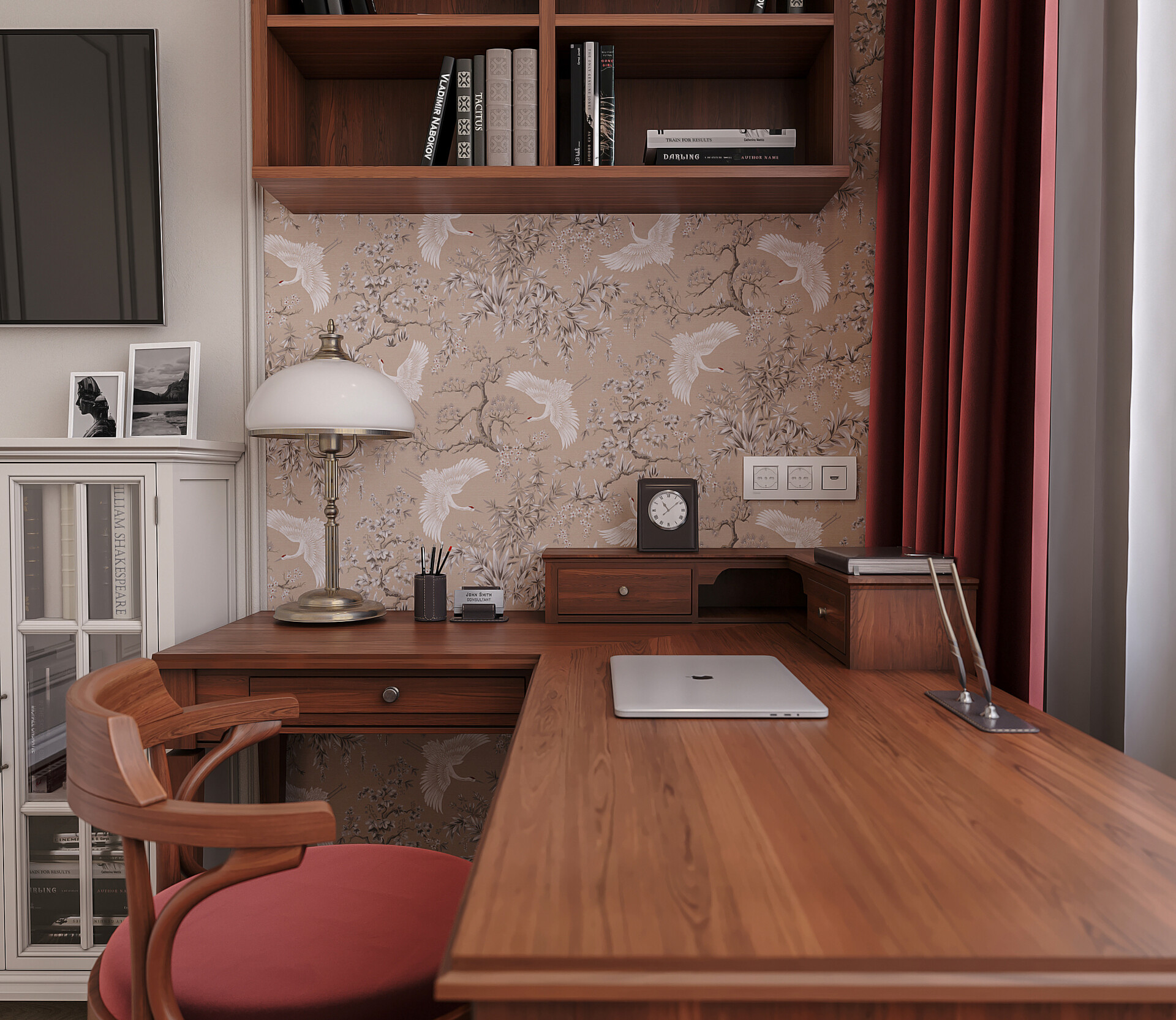 ArtStation - Visualization of the office in a classic style.