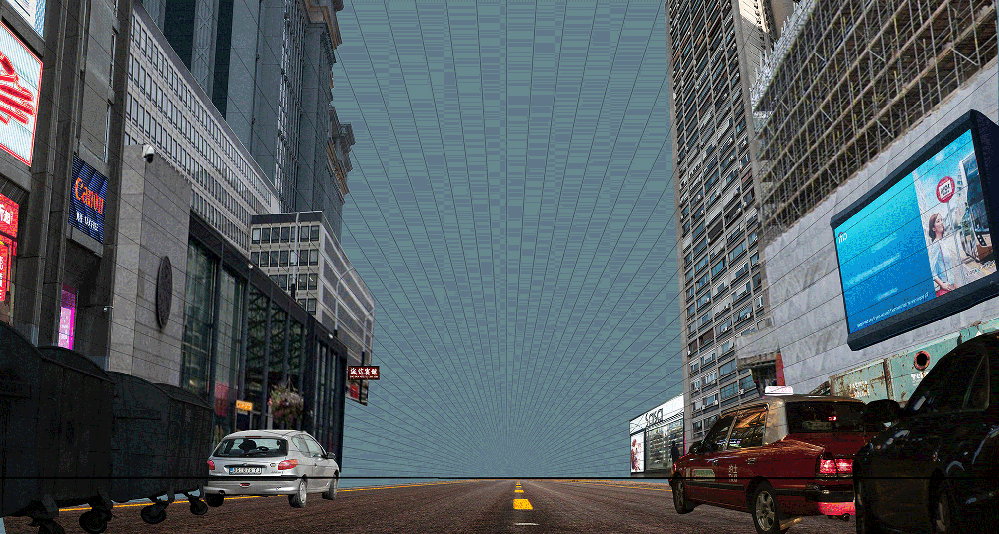 Allen Zhang - cyberpunk-style street Photobash Environment