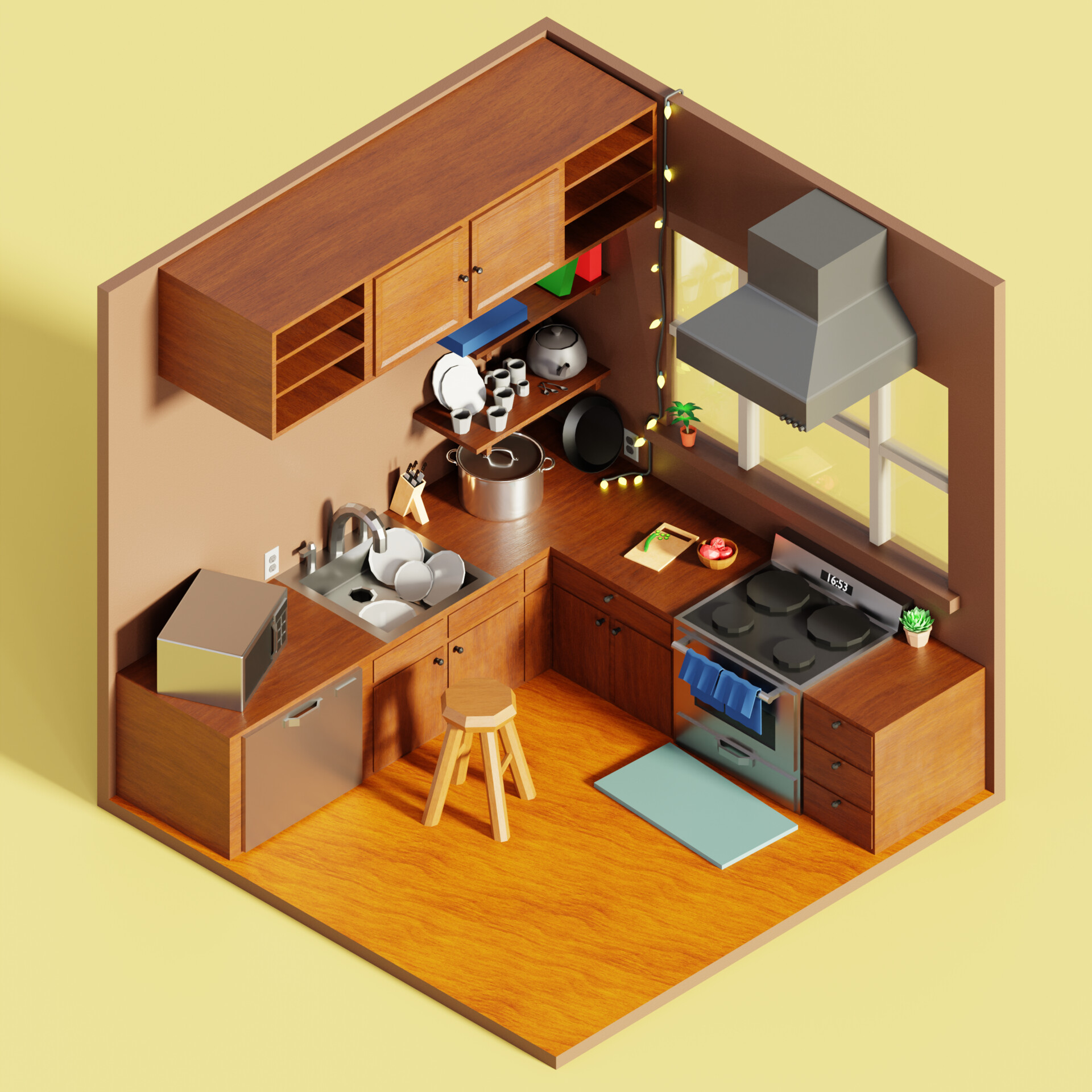 ArtStation - Isometric Low Poly Kitchen