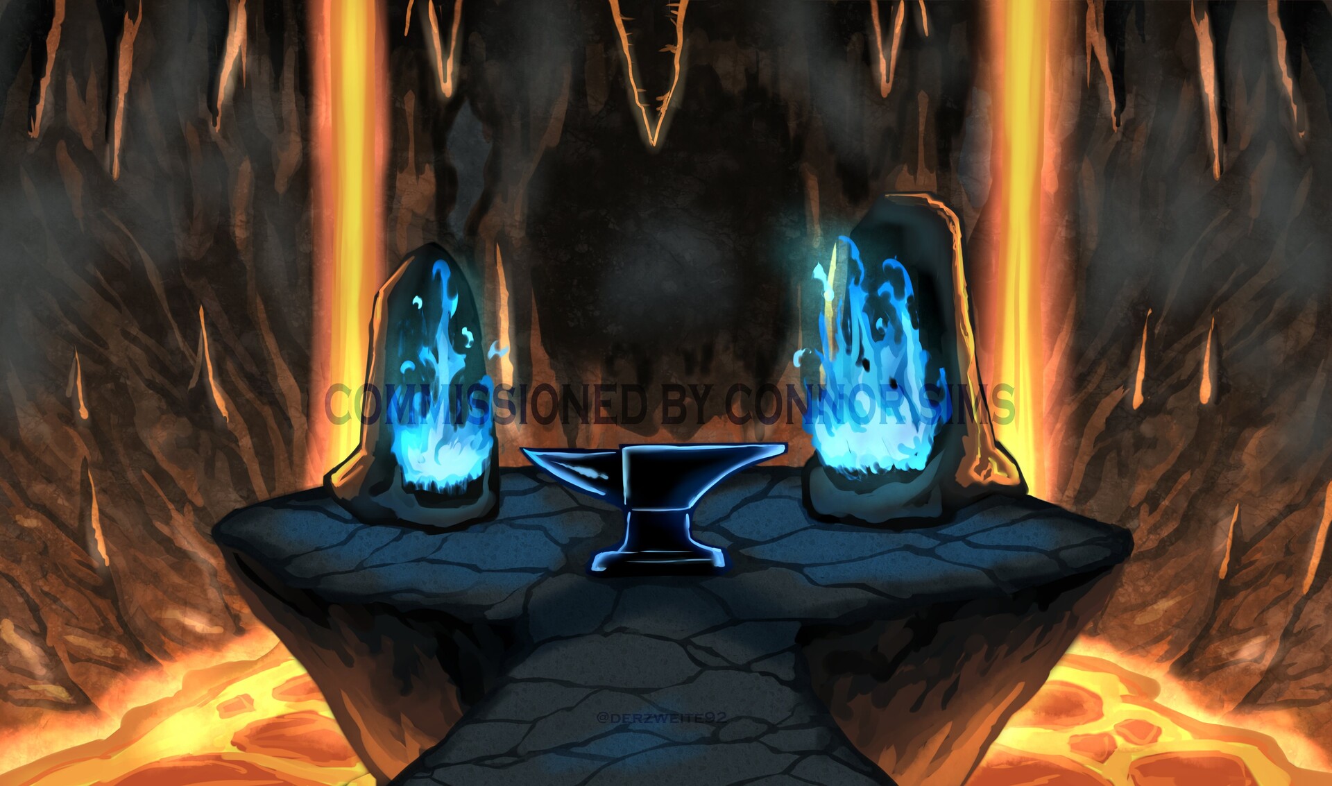 ArtStation - A forge in a magma cave
