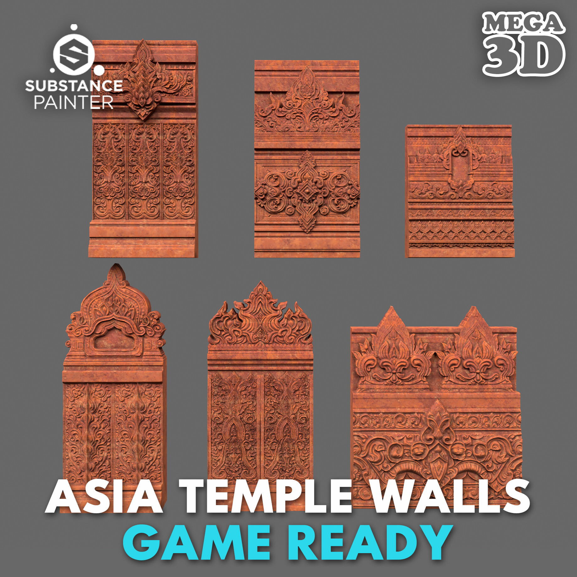 ArtStation - Asia Temple Walls - Modular - 231009