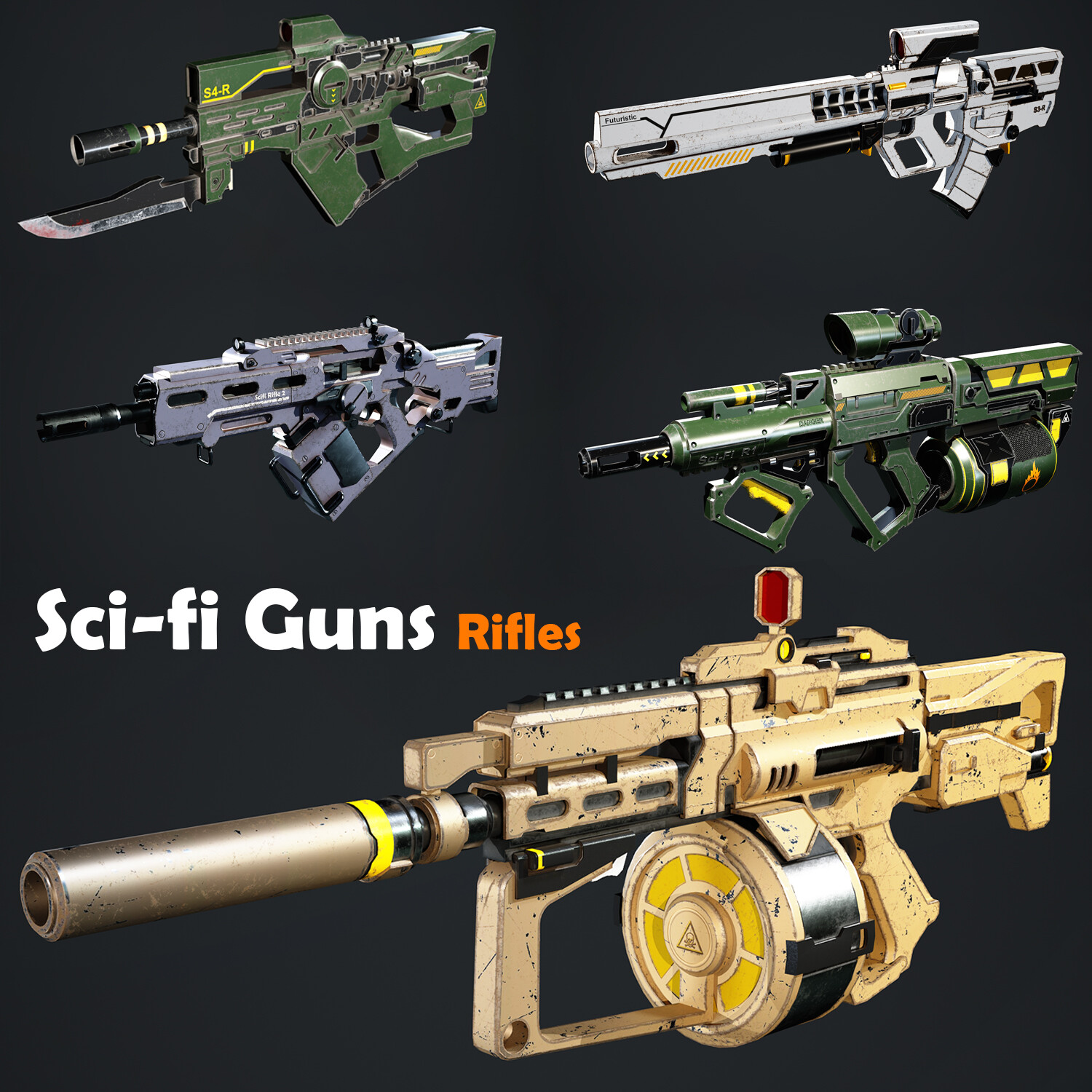 ArtStation - 5 HD Scifi Rifle