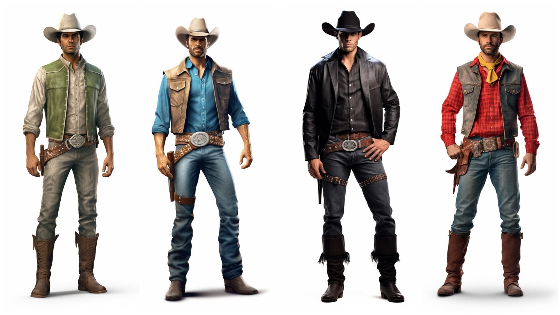 Concept Art - +370 Cowboy Character Concept (4k)