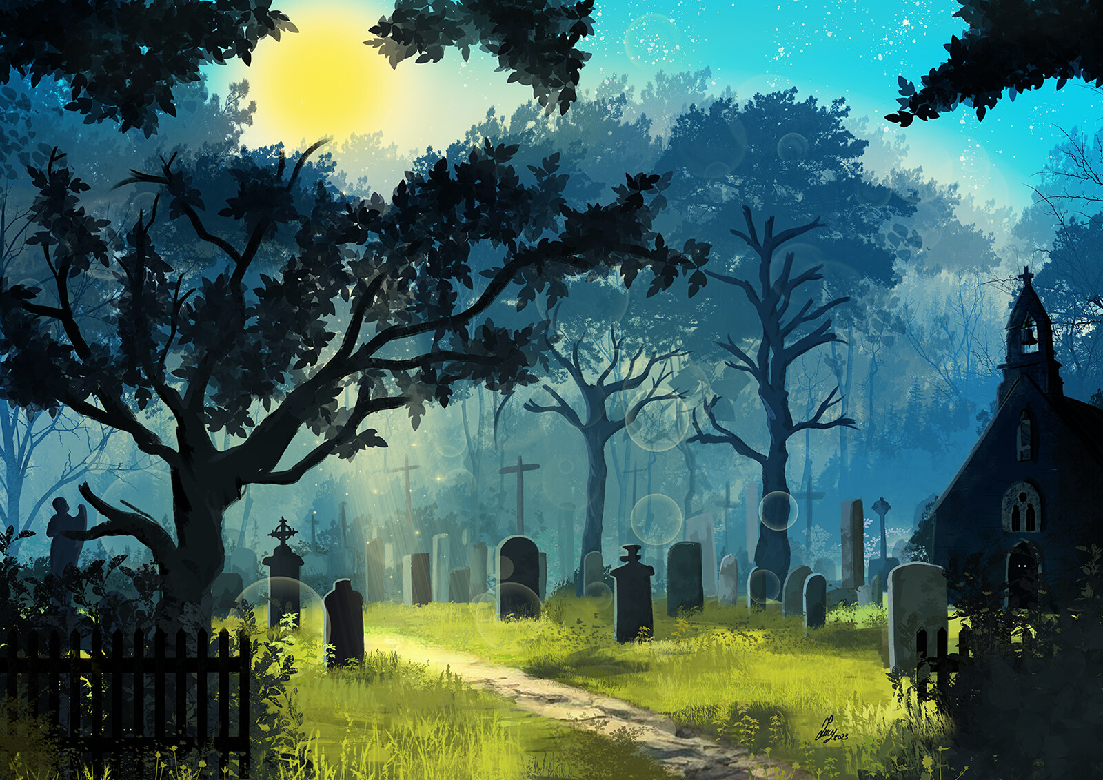 Night Cemetery by Lucy Donato : r/ImaginaryGraveyards