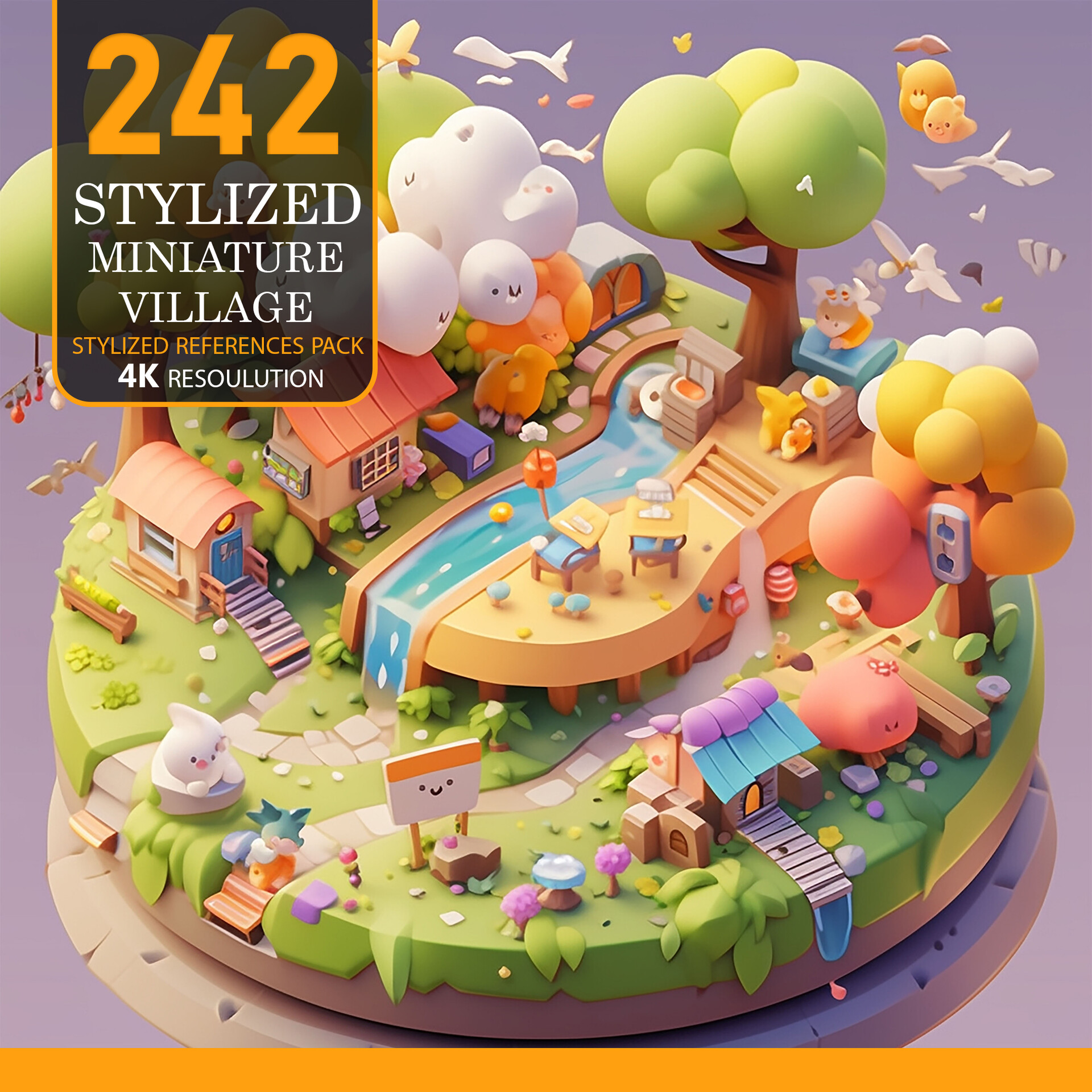 ArtStation - Stylized miniature Village Vol.59-4K-Stylized References Pack