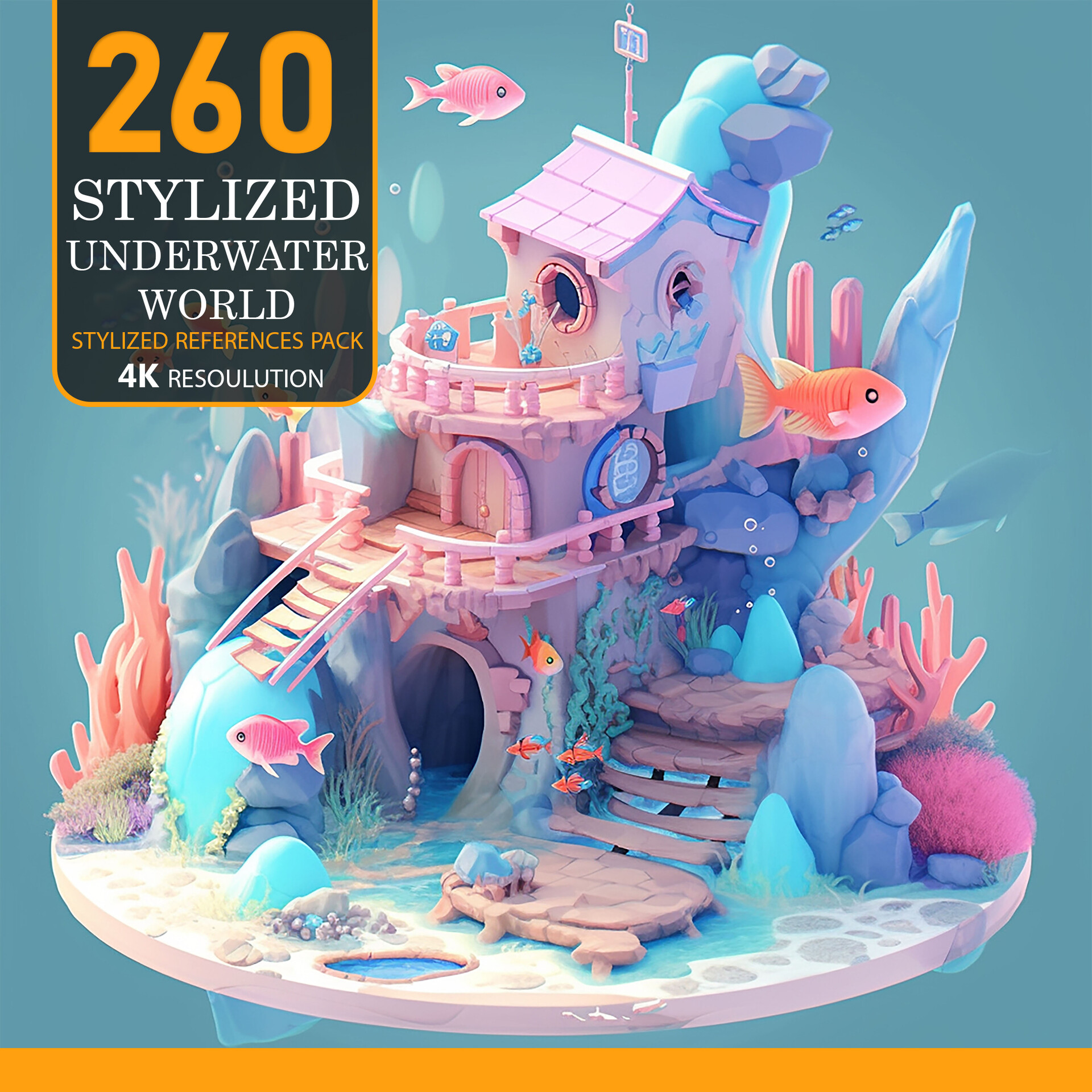 ArtStation - Stylized Underwater World Vol.52-4K-Stylized References Pack