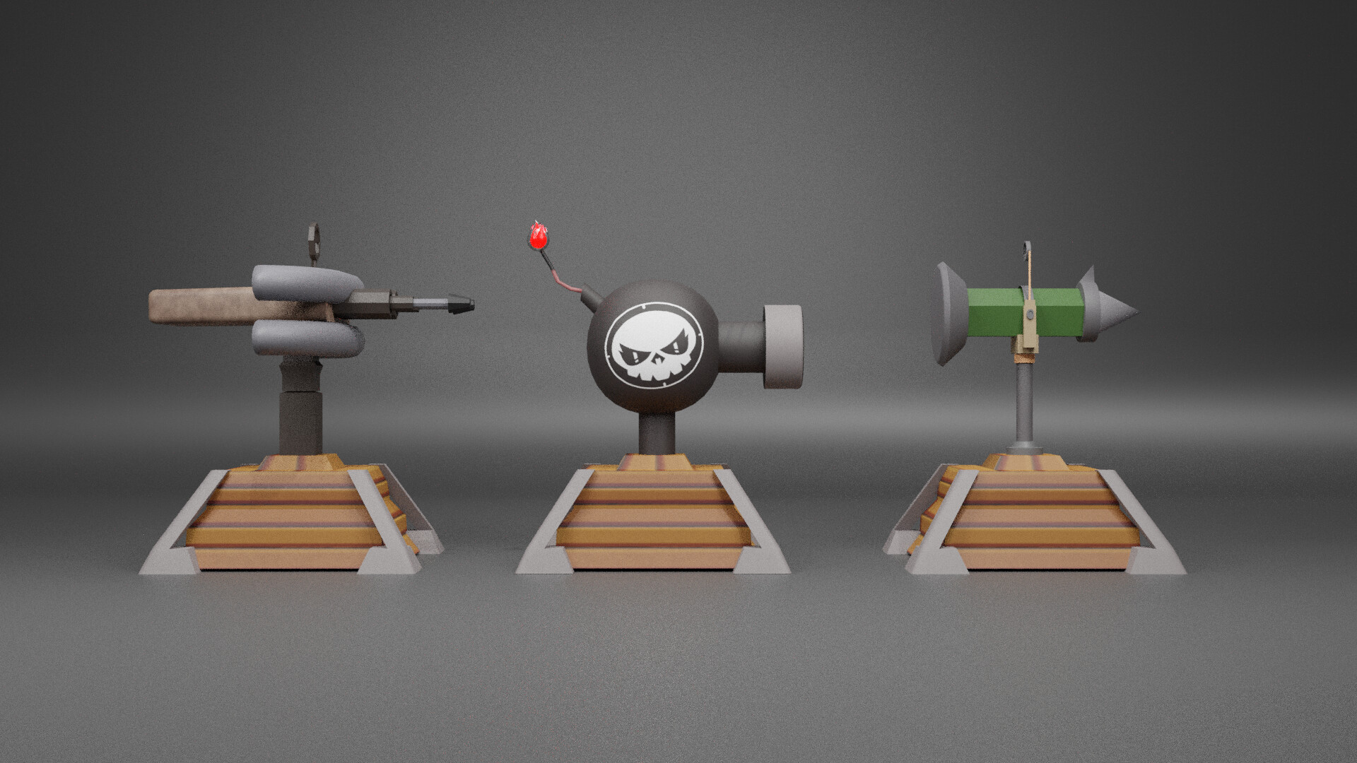 ArtStation - VR game cartoon turret and skeleton enemy