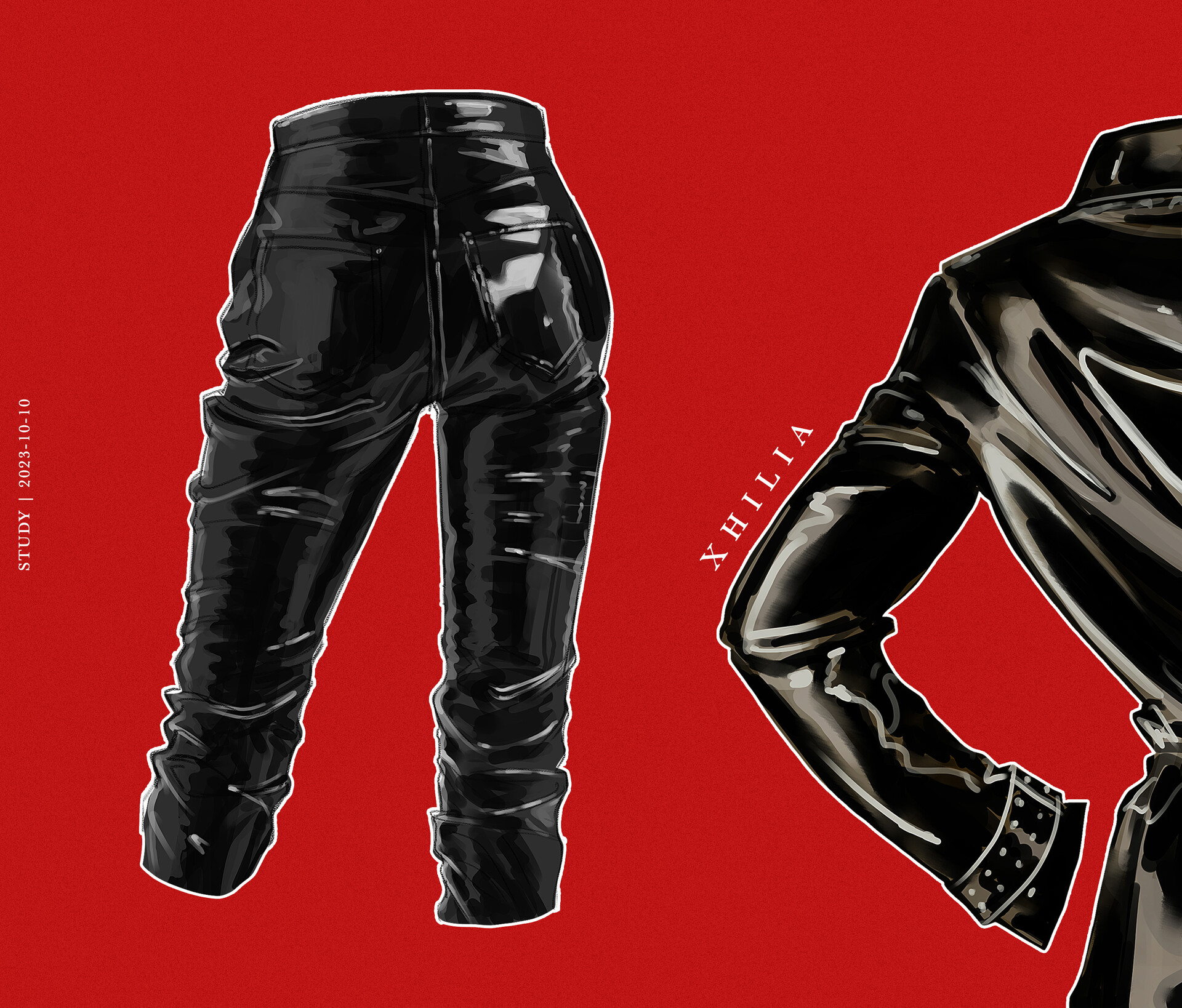 how to draw leather pants