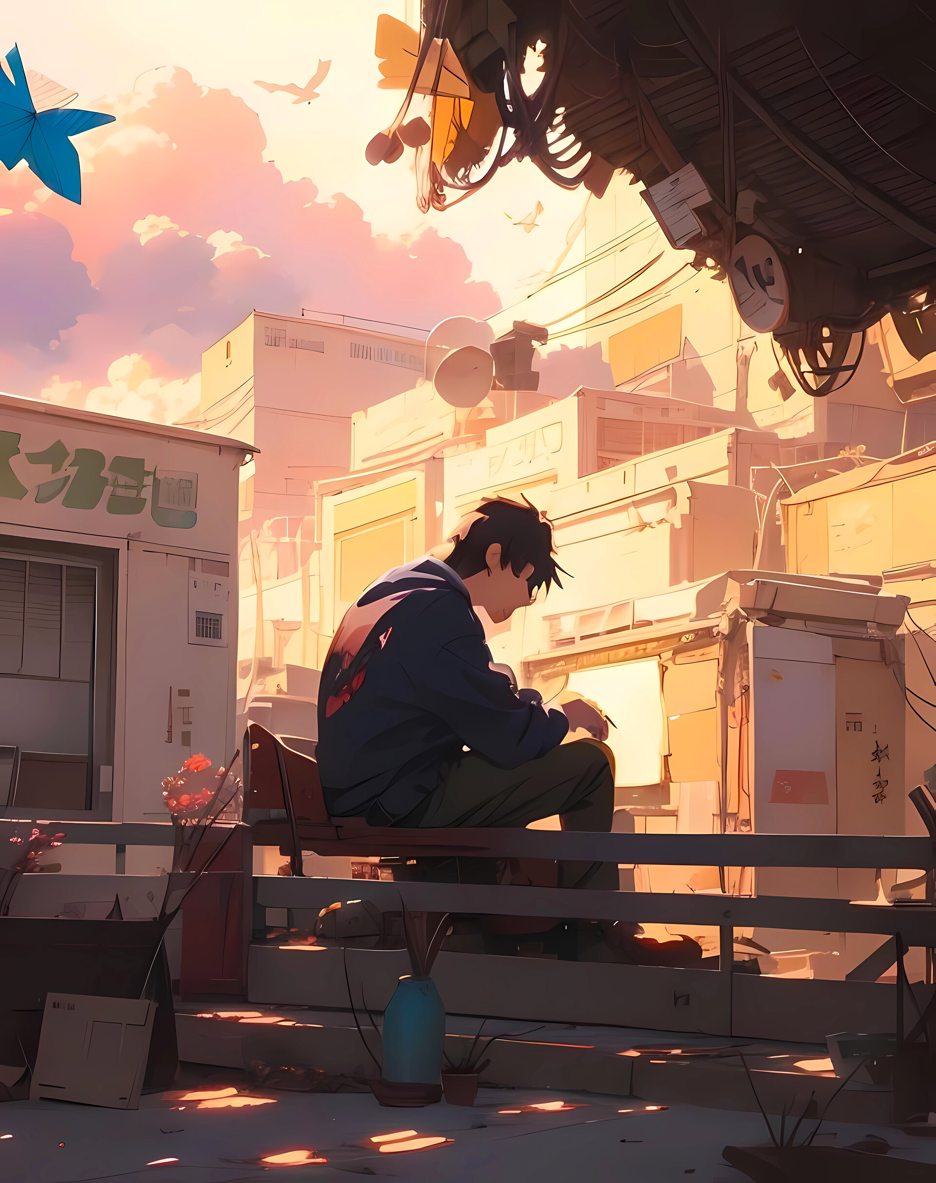 ArtStation - 2D Illustration of a man sitting thinking about something