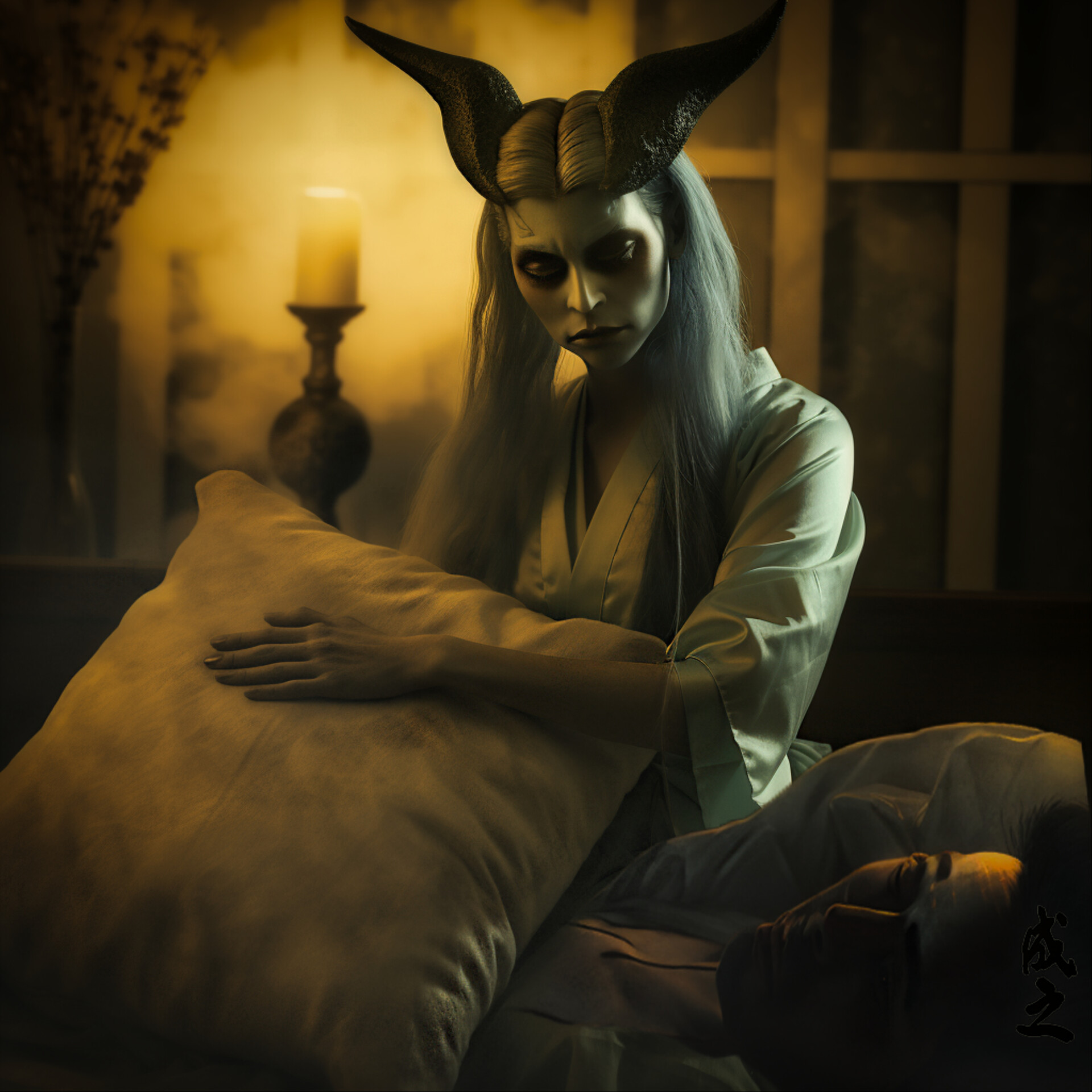 ArtStation - Makuragaeshi ( Japanese yokai that flips pillows over at ...