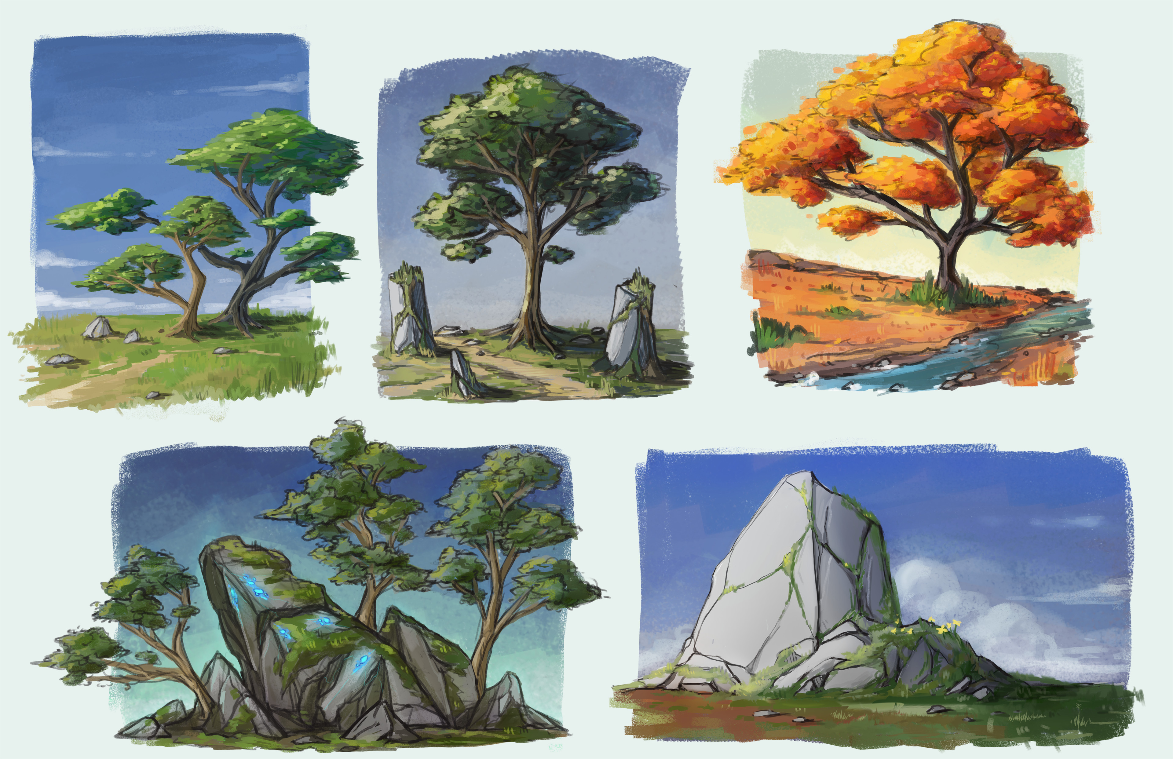 Jorden Prussing - Trees and rocks studies
