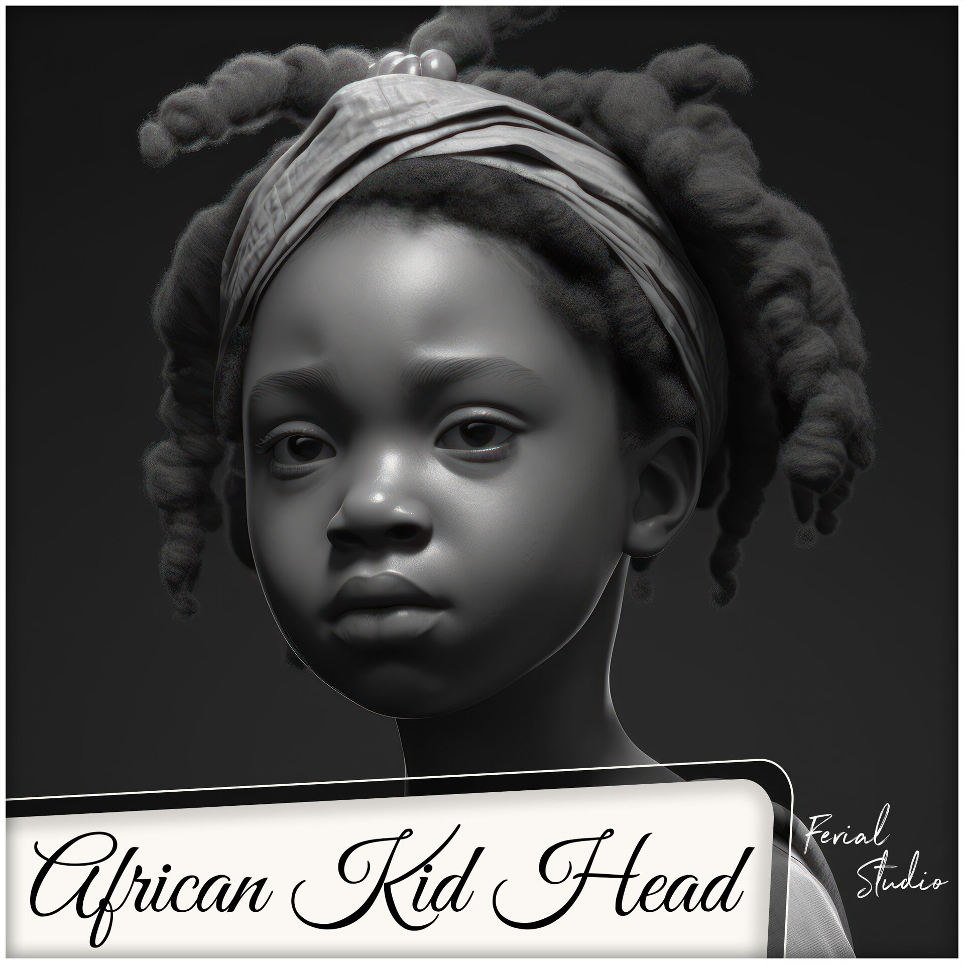 Ferial Studio - 🔹200 Kid Head Sculpt - African Reference Image Pack v.15