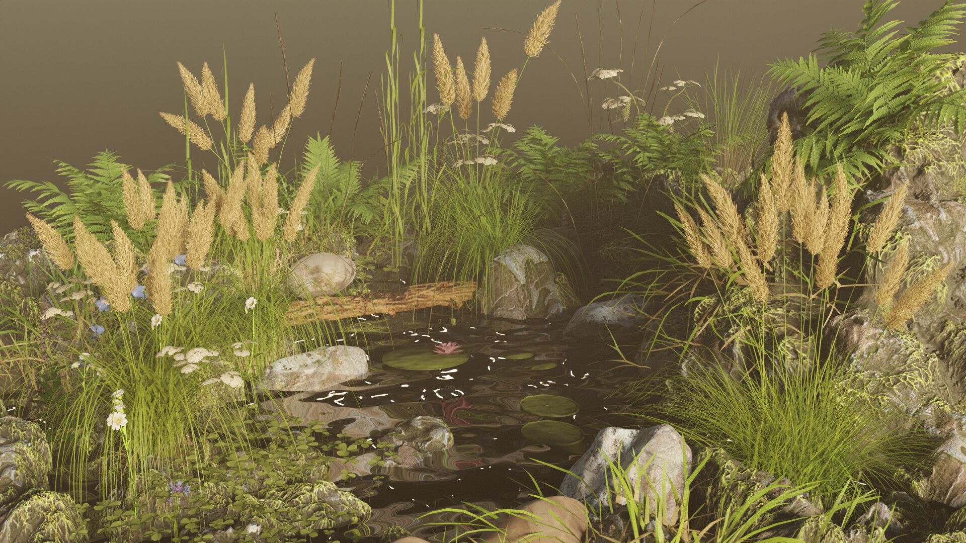 ArtStation - Small pond at dawn
