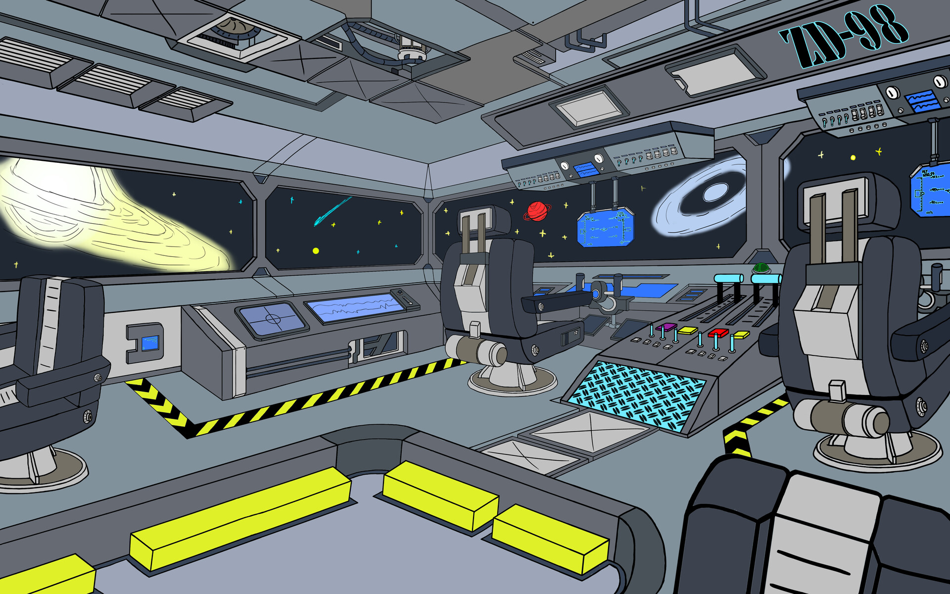 ArtStation - Cartoon Ship Interior and Desert Exterior