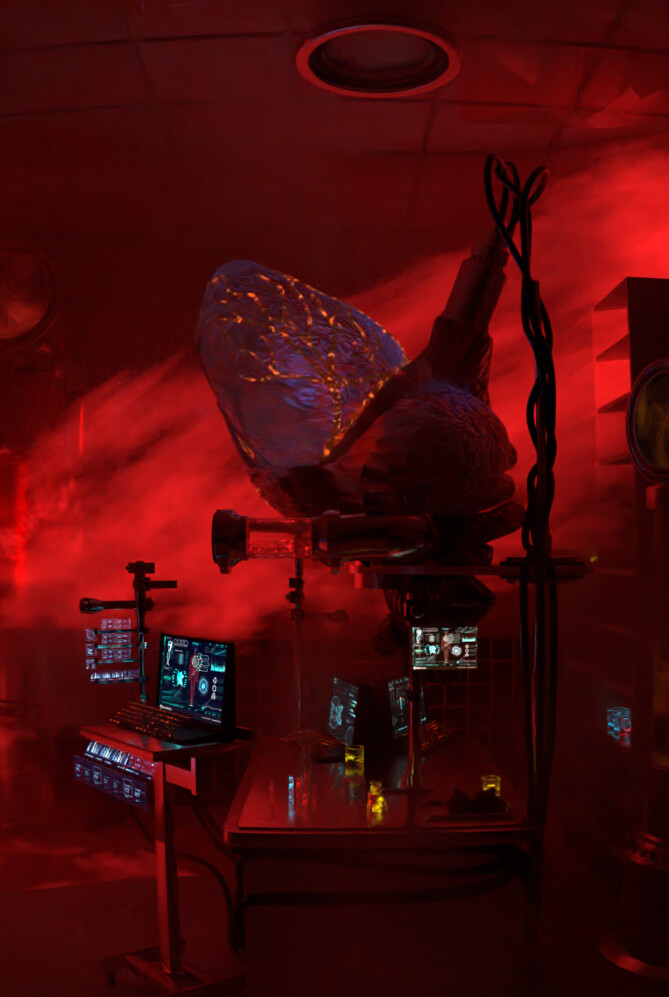 ArtStation - A giant heart in a science fiction lab