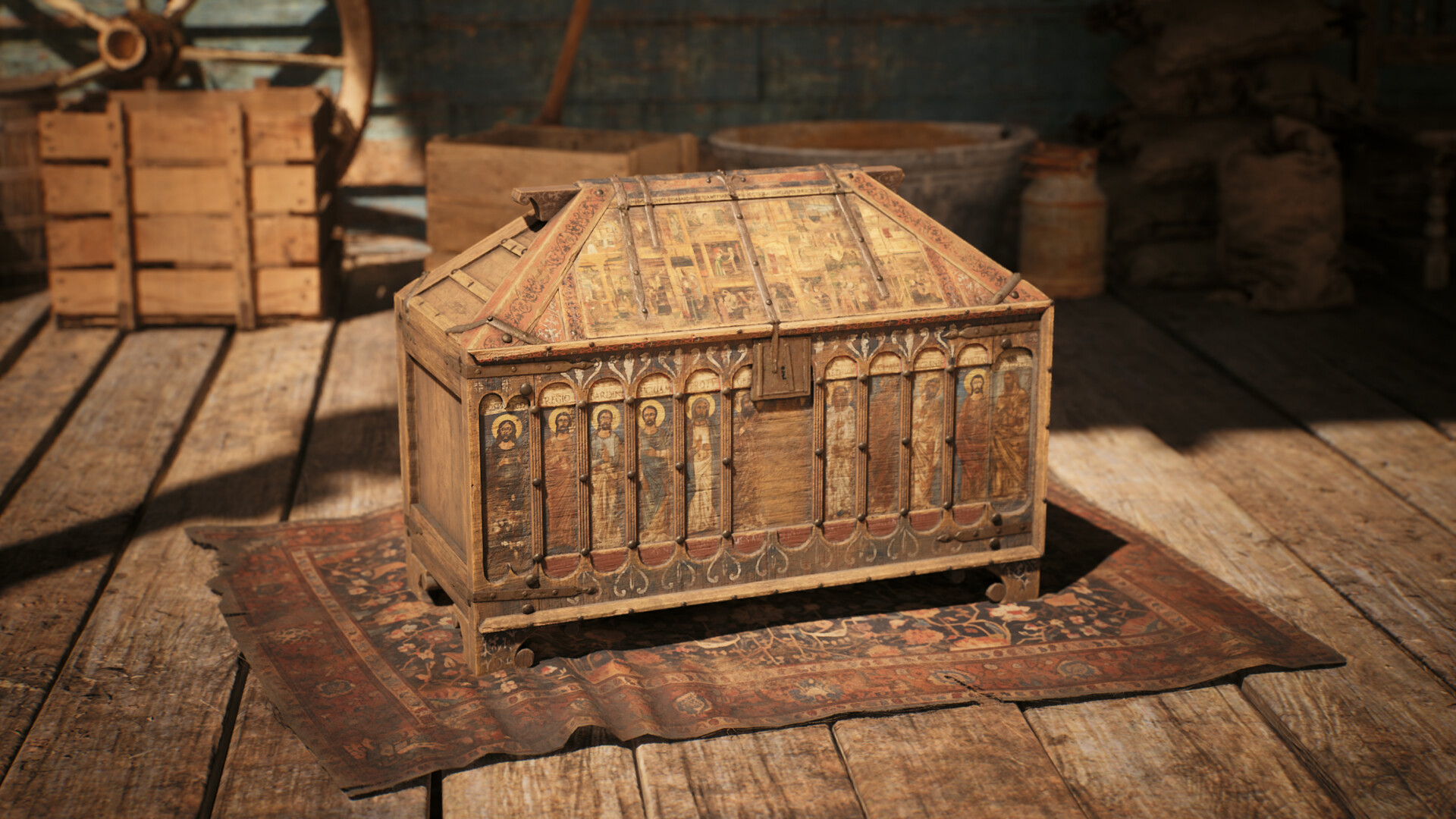 ArtStation - Religious medieval chest & carpet