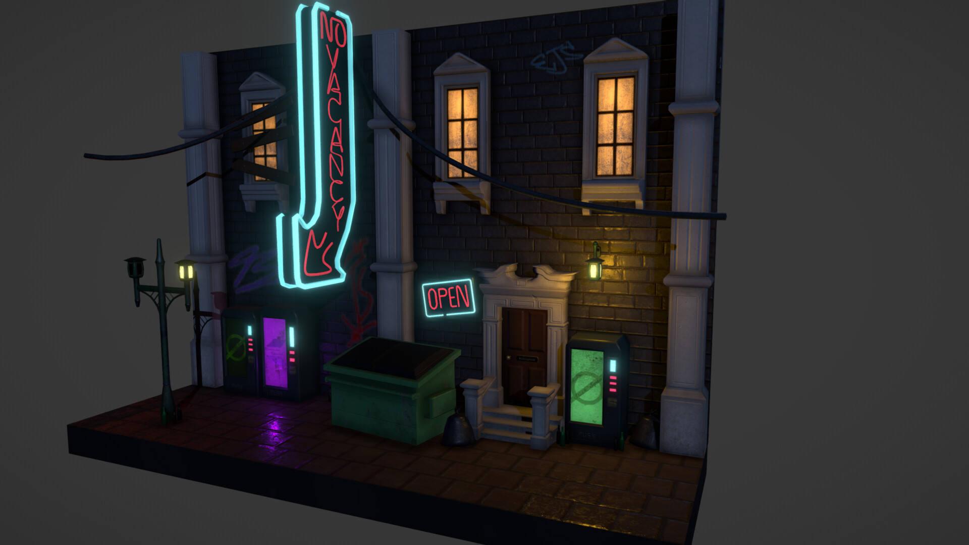 ArtStation - Neon Back Alley Scene